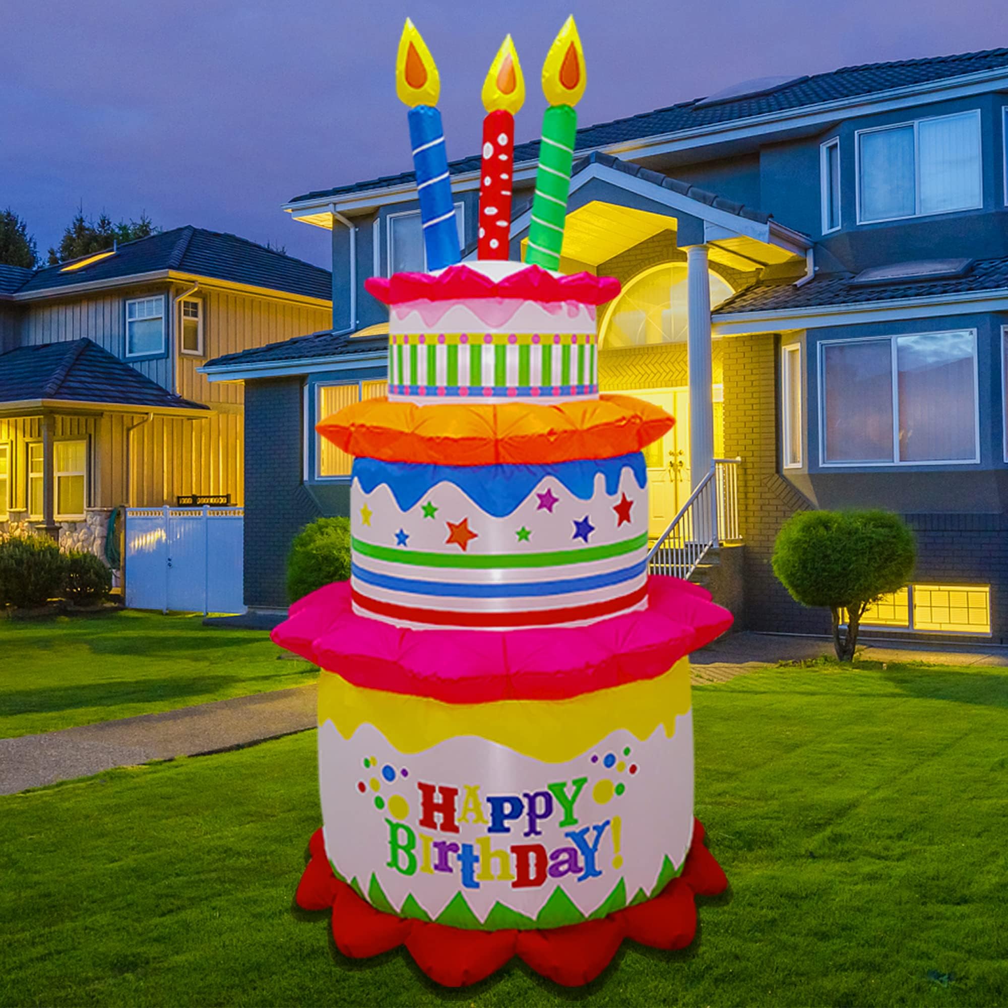 Amazon.com: OurWarm 6FT Happy Birthday Inflatable, Rotating Birthday ...