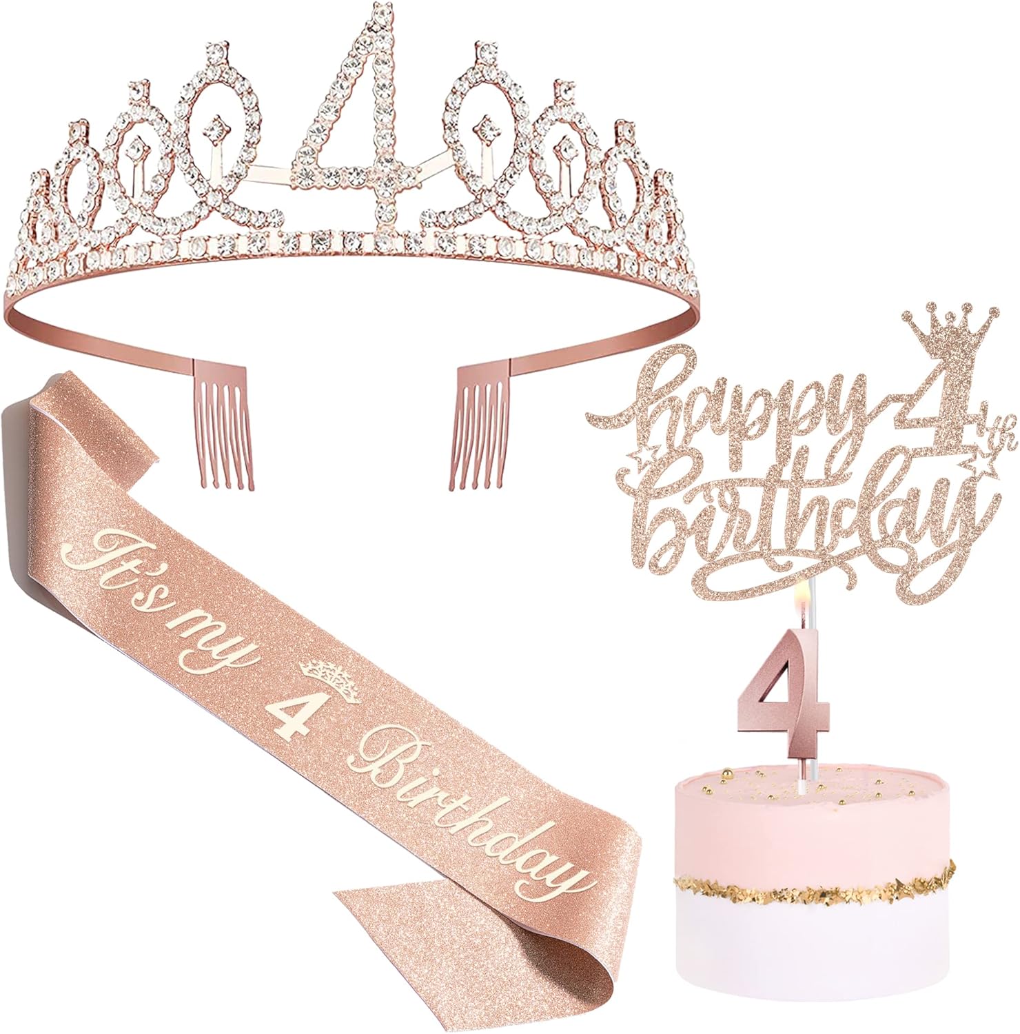 Amazon.com: Bella Meri 4th Birthday Gifts for Girl, 4th Birthday Tiara ...