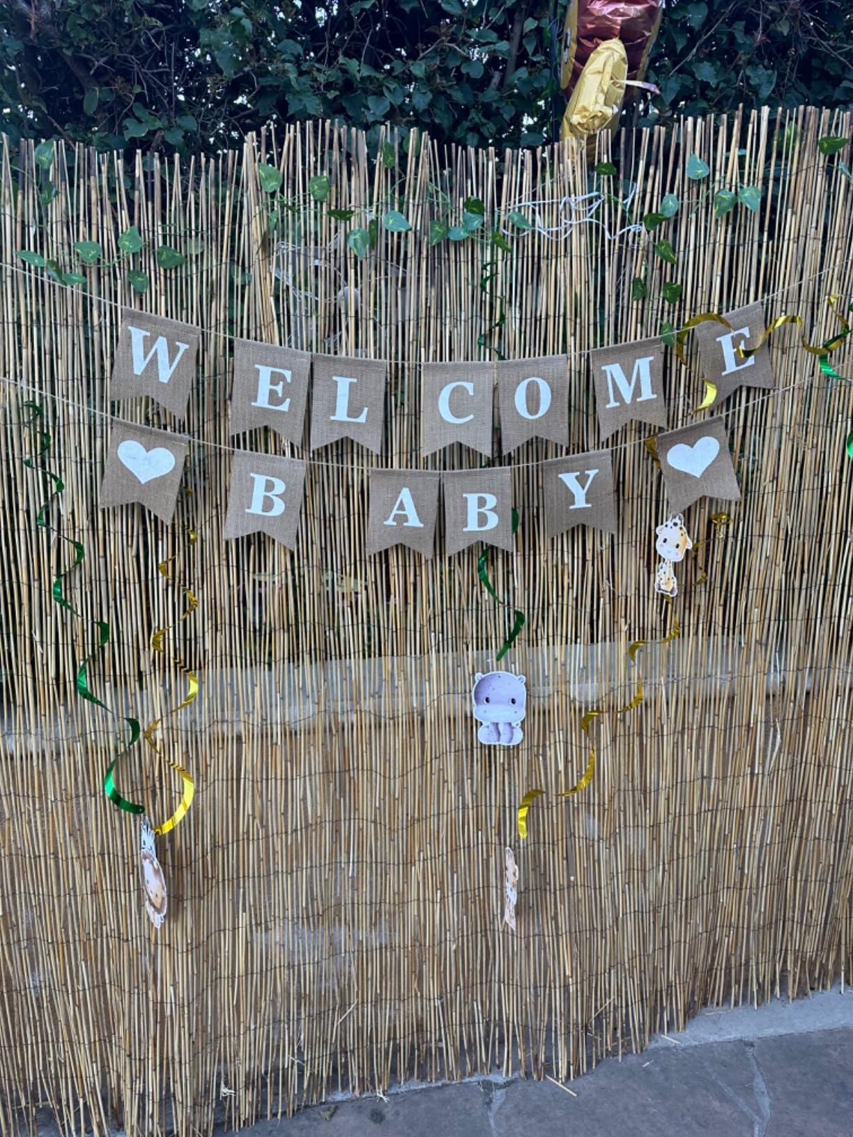 Amazon.com: FOZEE Safari Welcome Baby Banner, Jungle Animal Hanging ...
