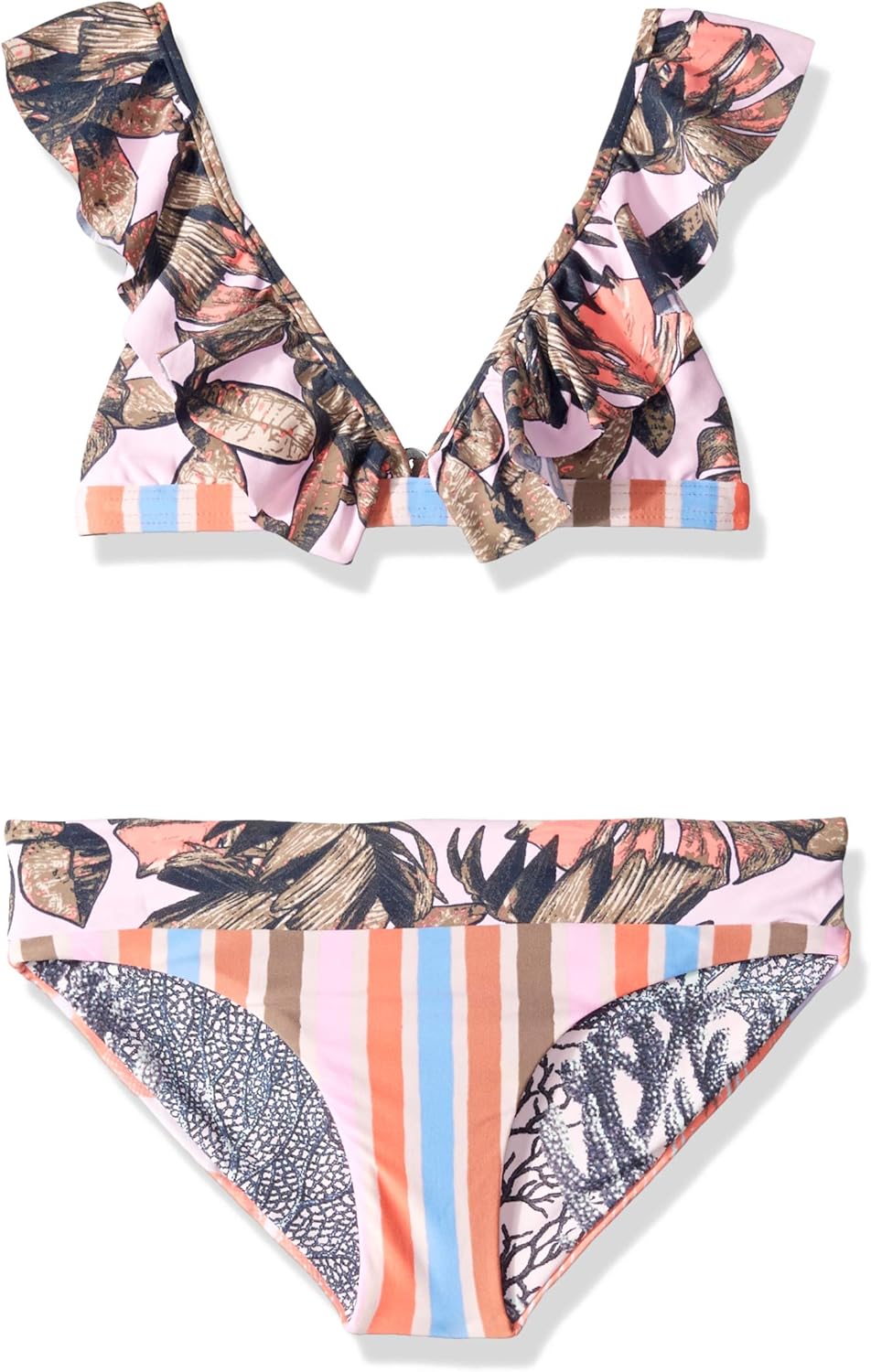 Amazon.com: Maaji Girls' Fixed Triangle with Ruffle Straps Bikini ...