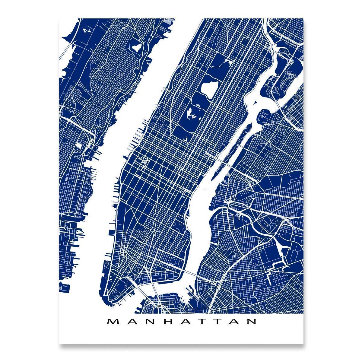 Amazon.com: Manhattan Map Wall Art Print 8x10, Manhattan Map Poster ...