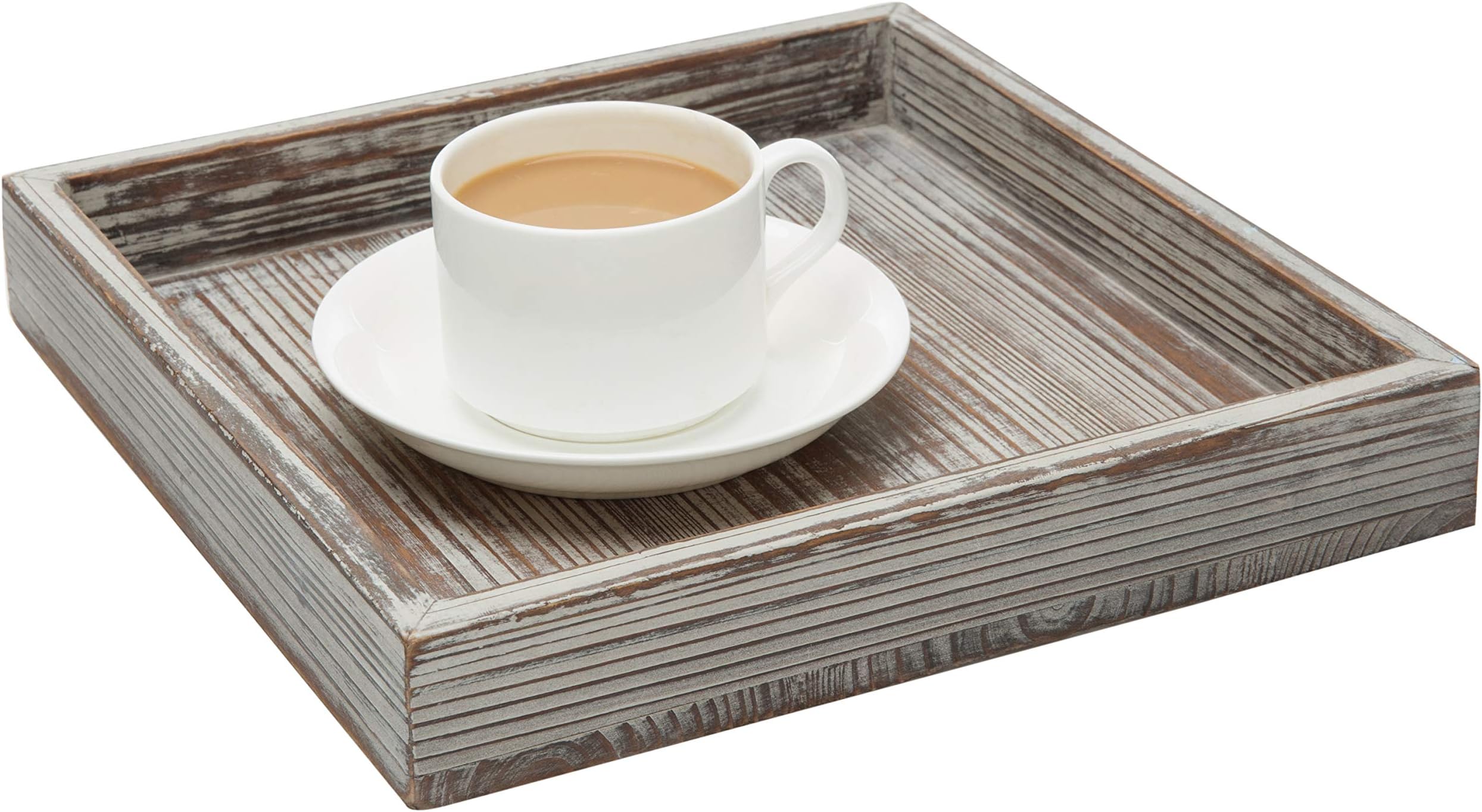Amazon.com: MyGift Rustic Solid Torched Wood Decorative Serving Tray ...