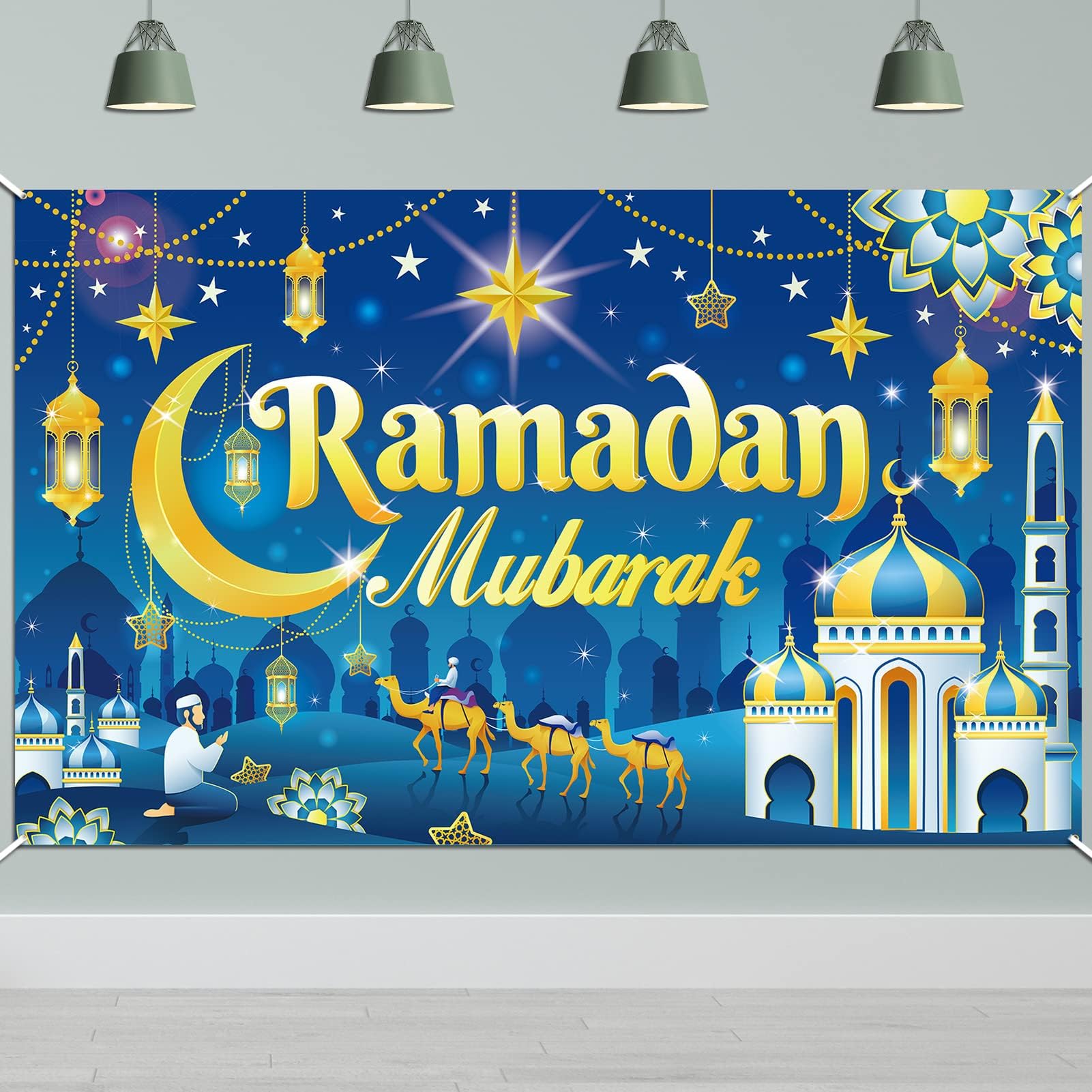 Amazon.com : HOWAF Ramadan Mubarak Decorations, Eid Mubarak Backdrop ...