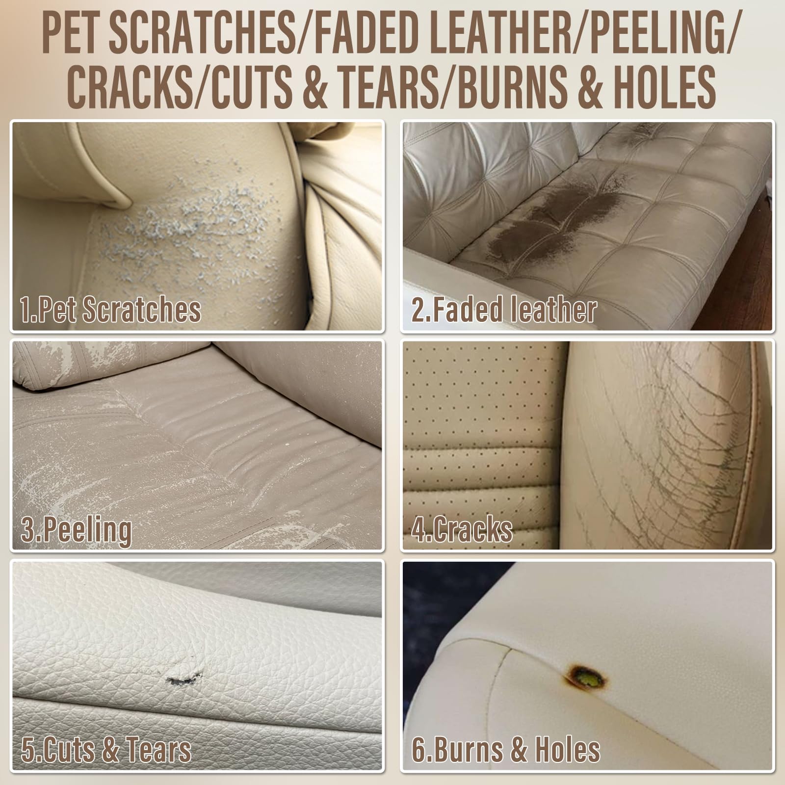 Snapklik.com : White Leather Repair Kit For Furniture, Car Seats, Couch ...