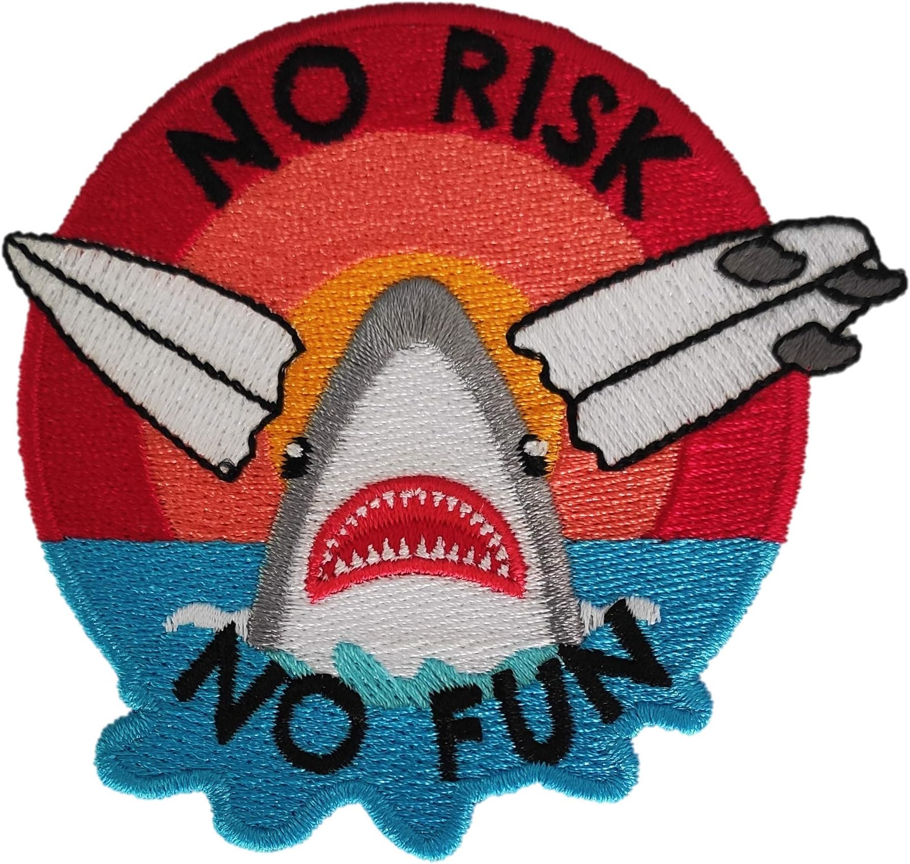 Amazon.com: No Risk No Fun, Surf & Shark Patch by PatchClub - Cool ...