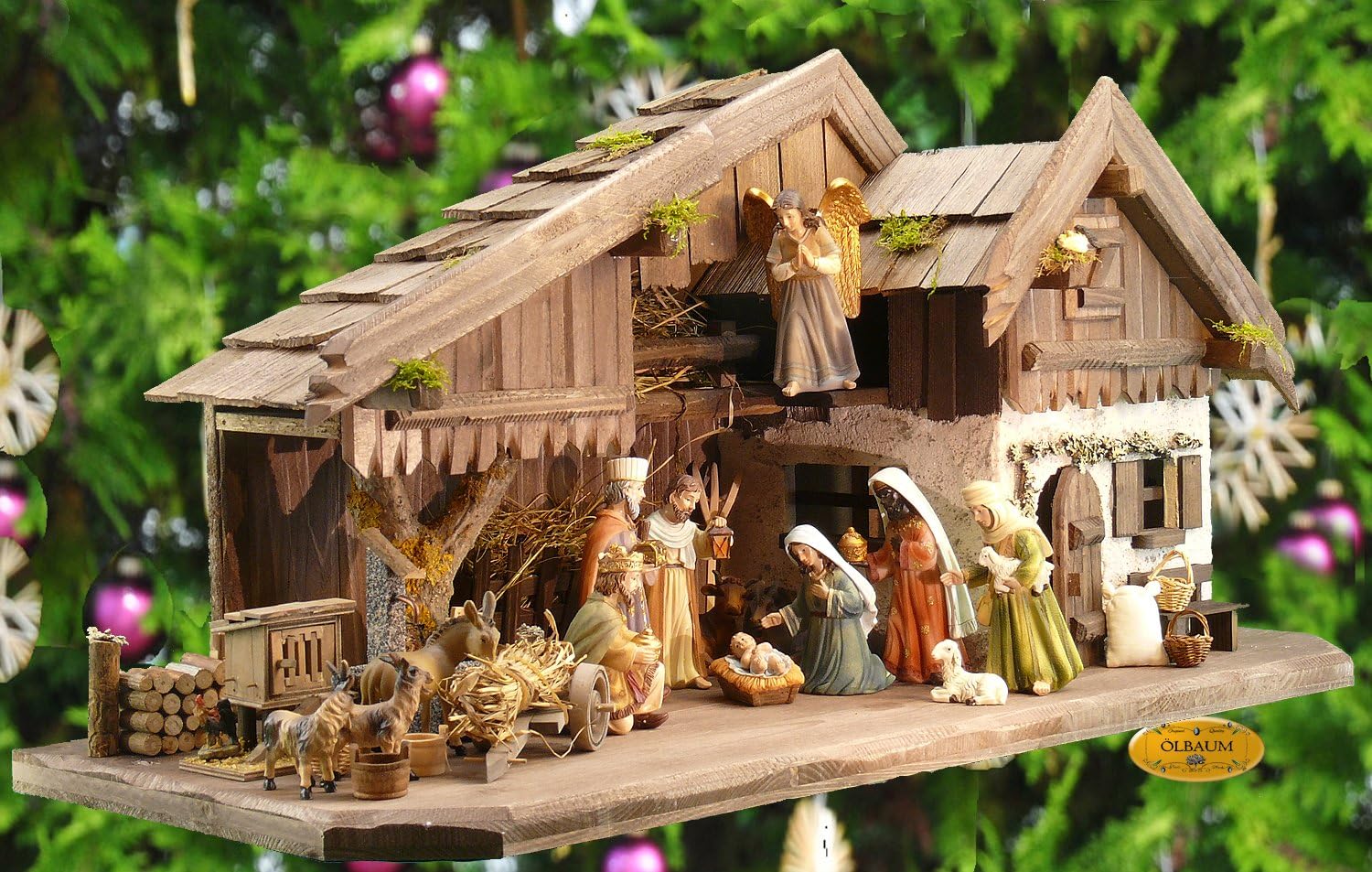 ÖLBAUM-Krippe KA70ng-MFPO-SKR-T2LF2 Große alpenländische Holz ...