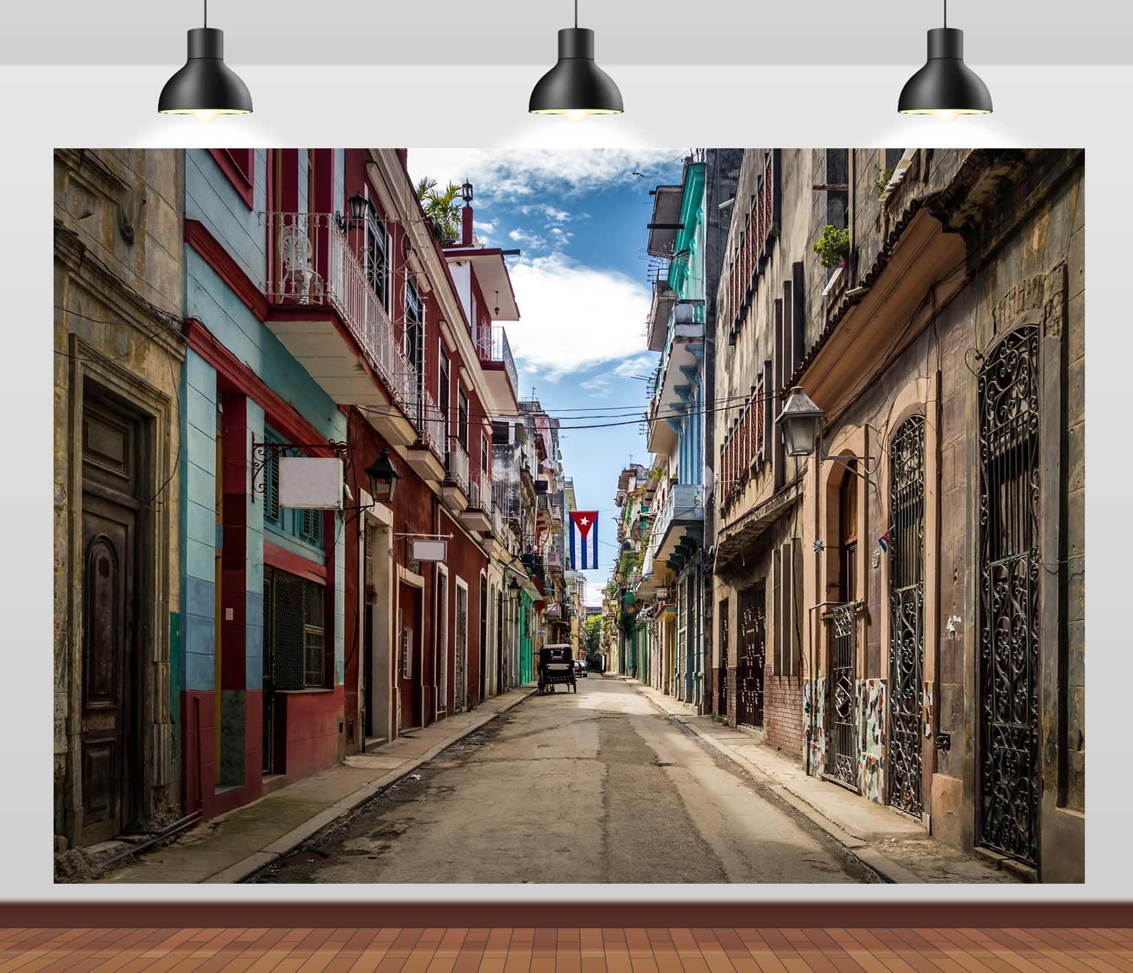 Amazon.com : CORFOTO 7x5ft Fabric Cuba Havana Street Backdrop ...