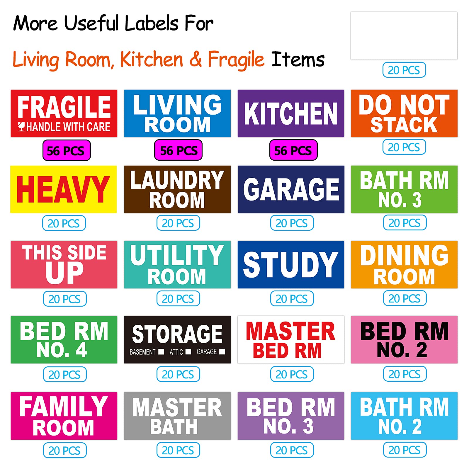 Snapklik.com : 528 Pcs Large Removable Home Moving Sticker Labels 20 ...