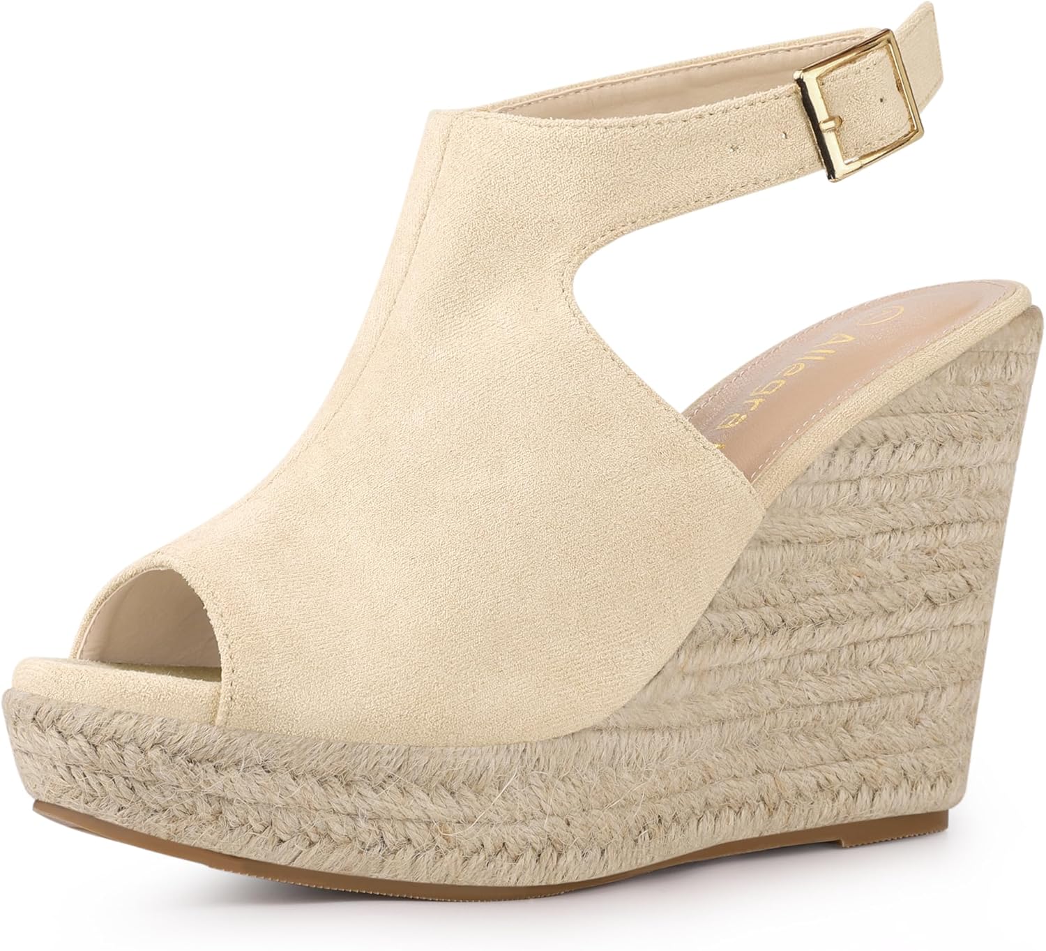 Allegra K Women's Peep Toe Slingback Platform Espadrilles Wedge Sandals ...