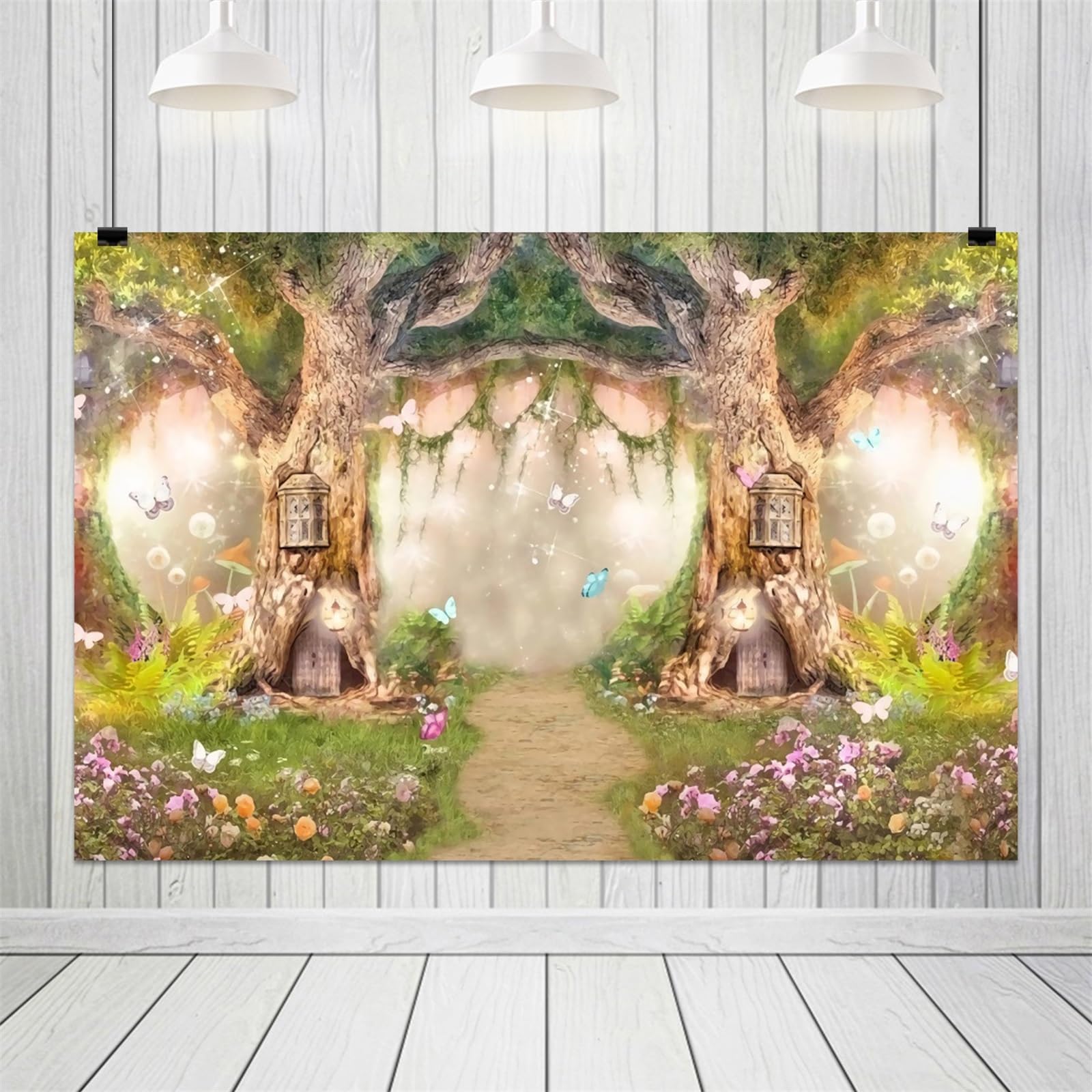 Amazon.com : Aurolisa Enchanted Forest Backdrop with Purple Mushroom ...