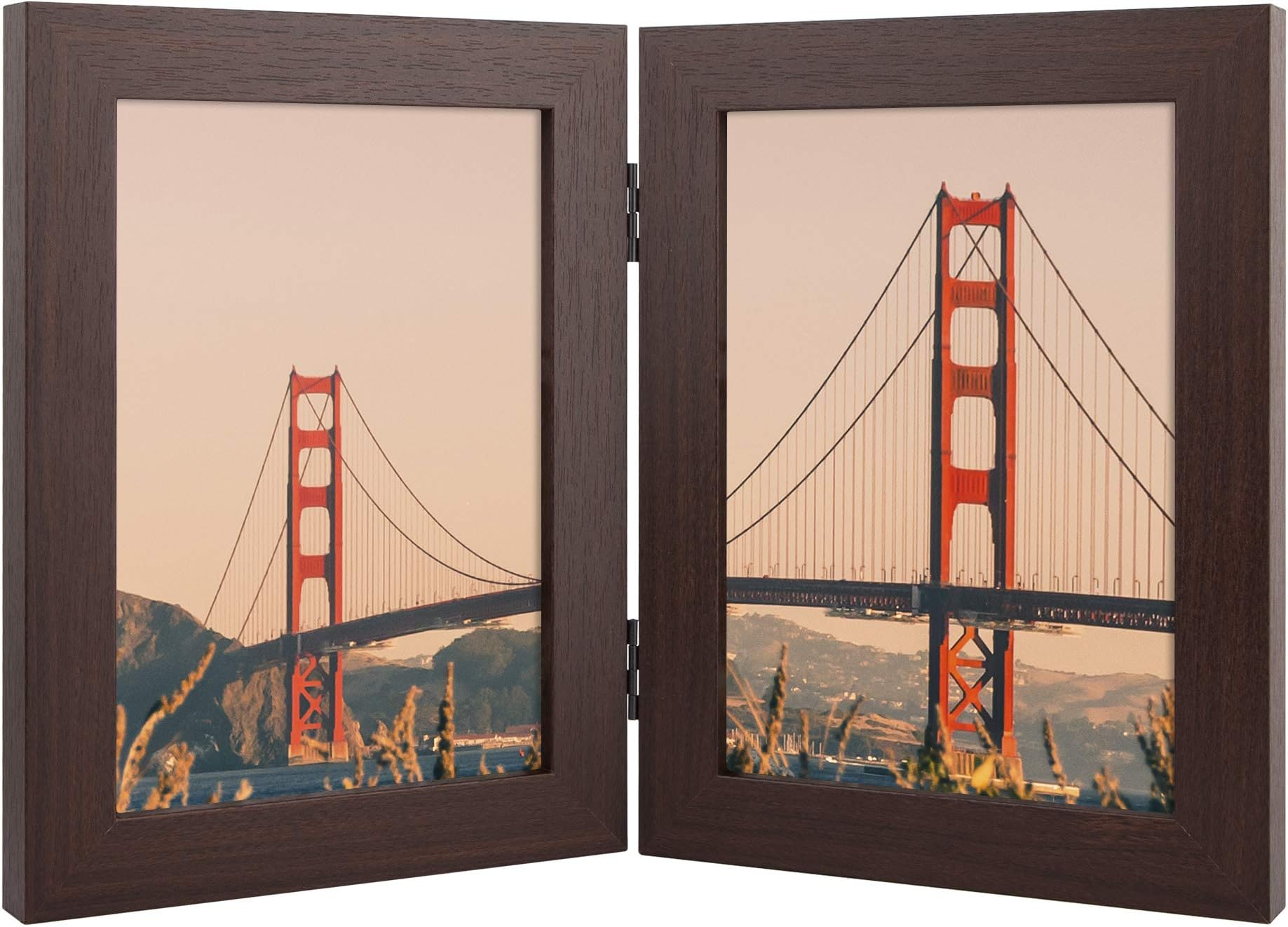 Amazon.com - Malden Double Vertical 5x7 Picture Frame - Wide Real Wood ...