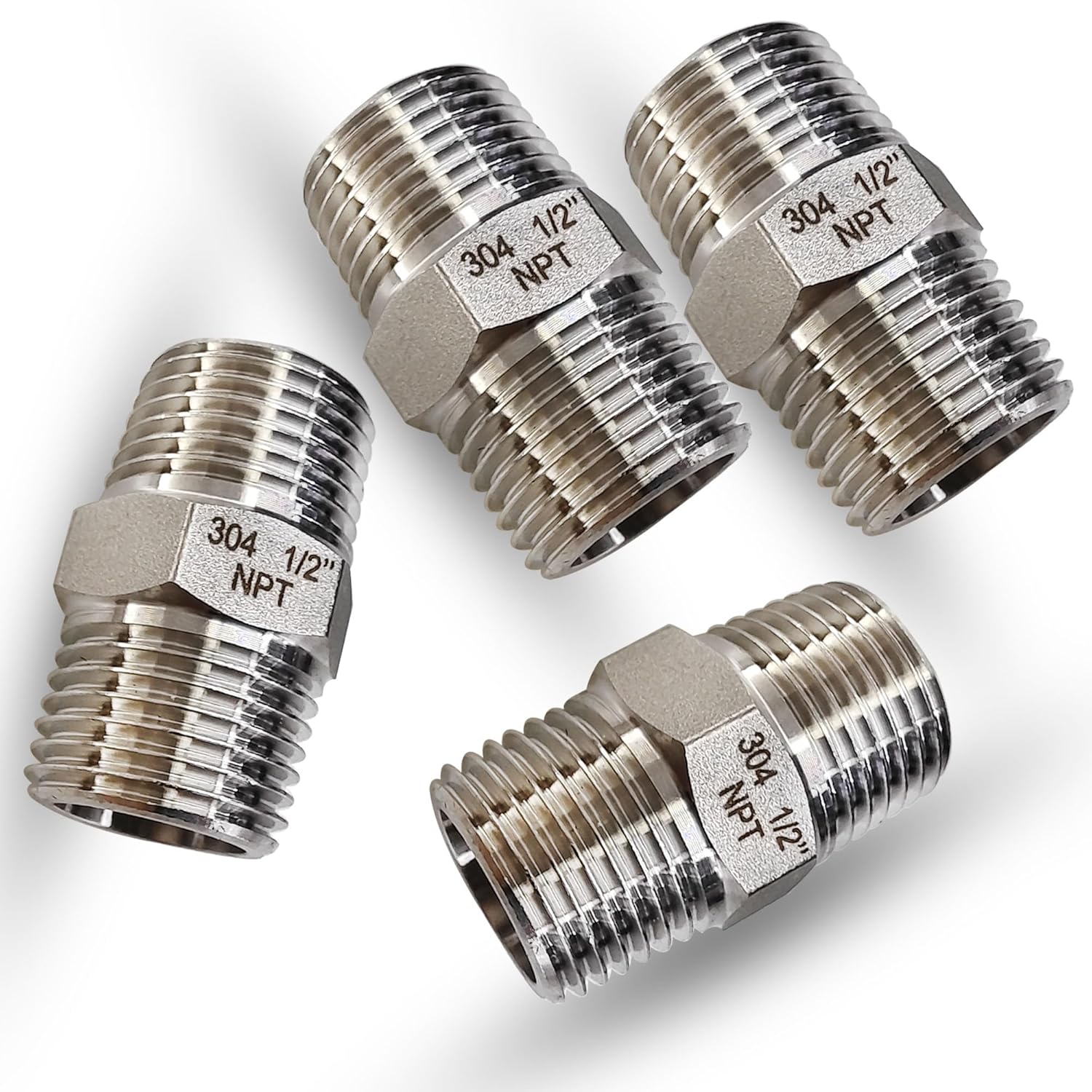 Amazon.com: 1/2" Male to Male NPT Hex Nipple Pipe Fittings, 304 Stainless Steel 1/2 inch MNPT ...