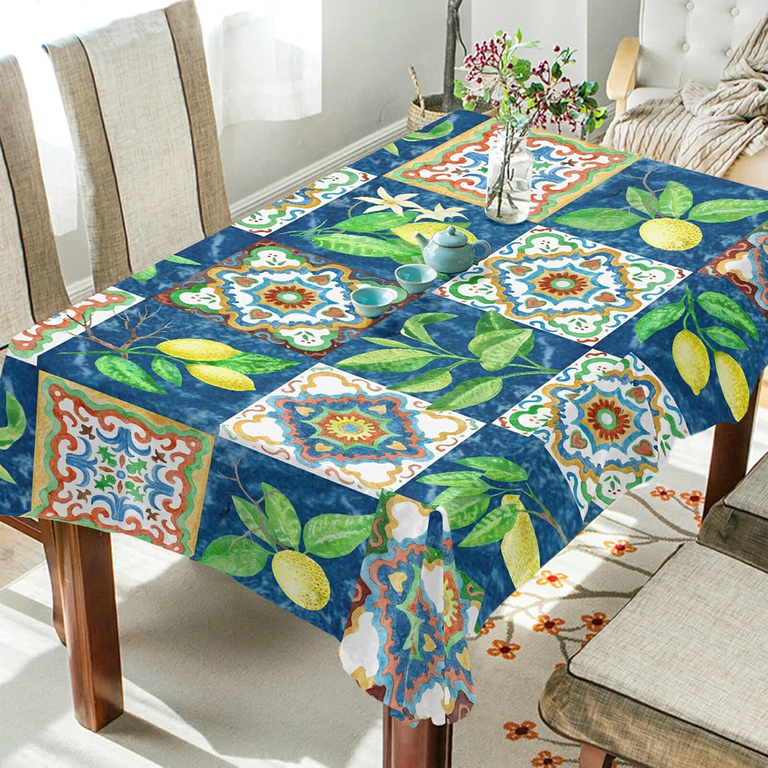 Amazon.com: ALAZA Romantic Tablecloth Sicilia Mediterranean Ceramic ...