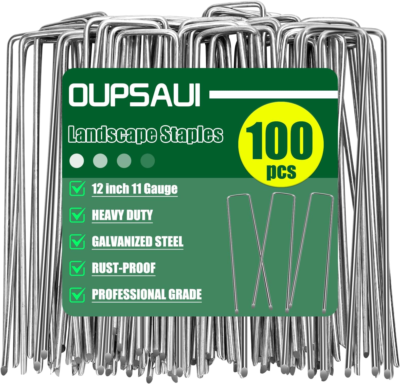 Amazon.com : UPMCT 12 Inch Galvanized Garden Landscape Staples Stakes ...