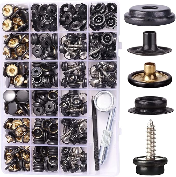 Canvas Snaps Kit, Press Studs Cap Button, 270pcs Snap Fastener with ...