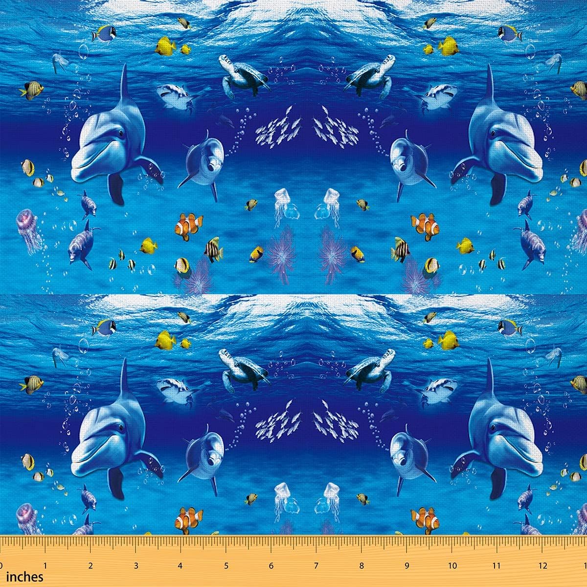 Amazon.com: Dolphin Upholstery Fabric for Chairs Couch, Cute Ocean ...