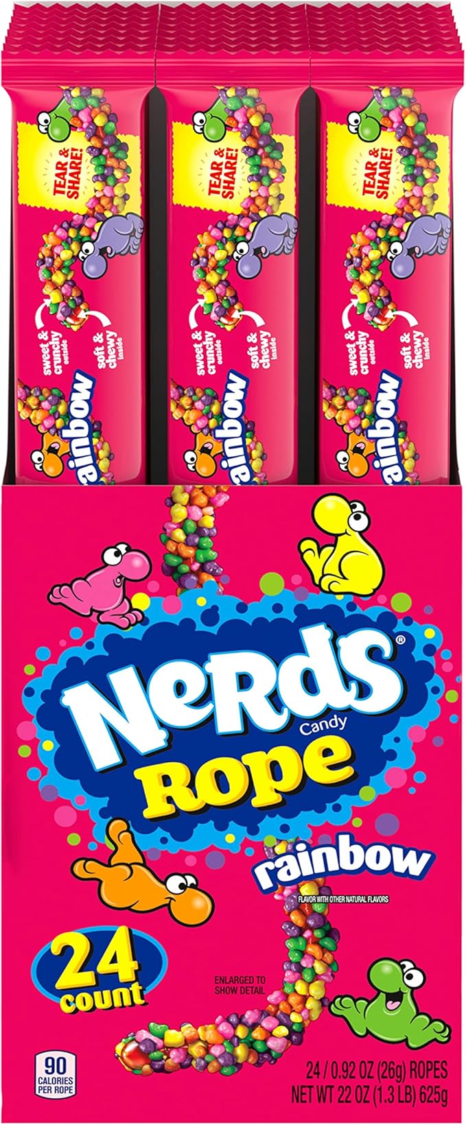 Nerds Rope Rainbow Candy, 0.92 Ounce Package, 24 Count, Pack of 1 ...