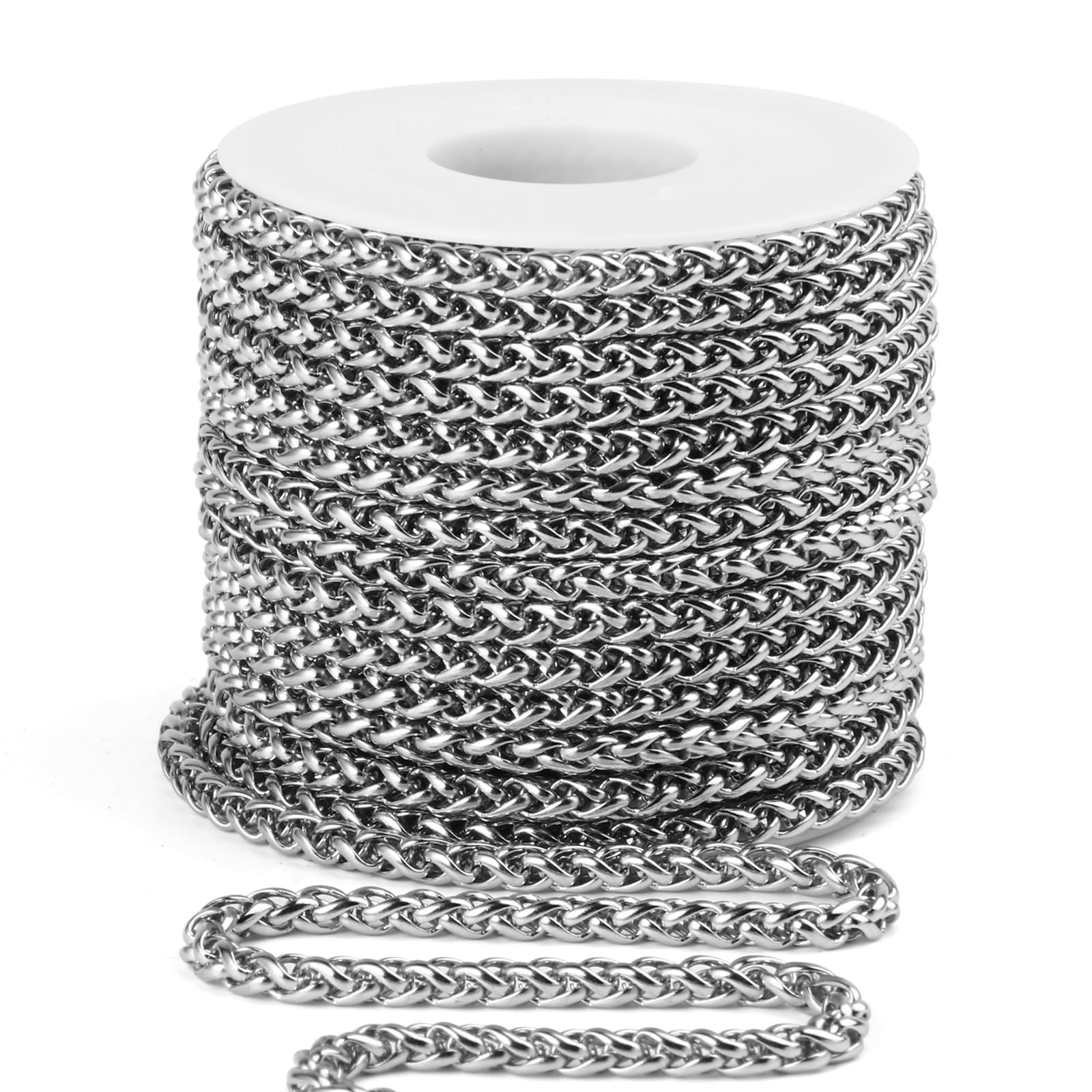 Amazon.com: 33 Feet Stainless Steel Wheat Chain Roll, 4mm Width 304 ...
