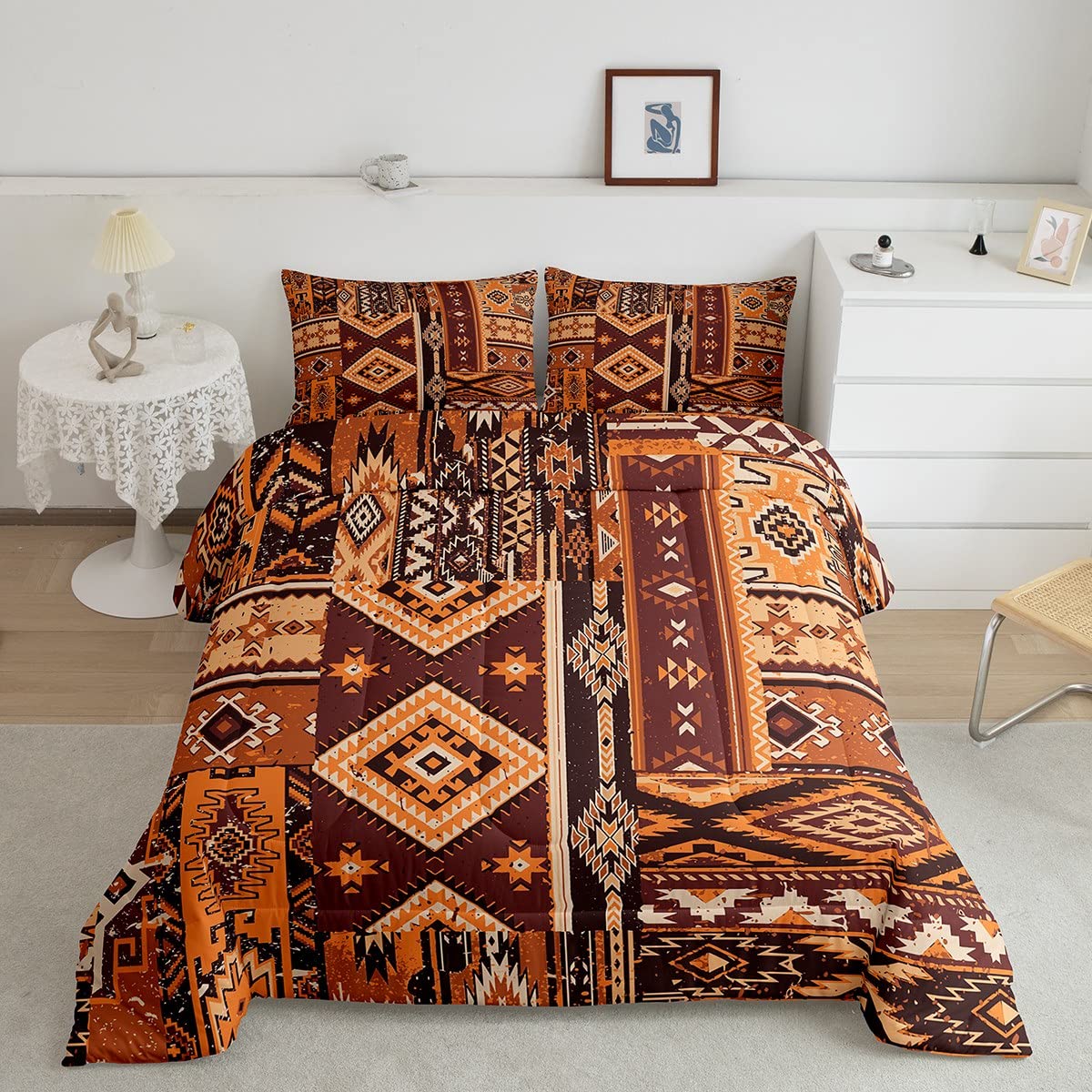 Native American Comforter Sets Western Boho Bedding Set Highland Cow