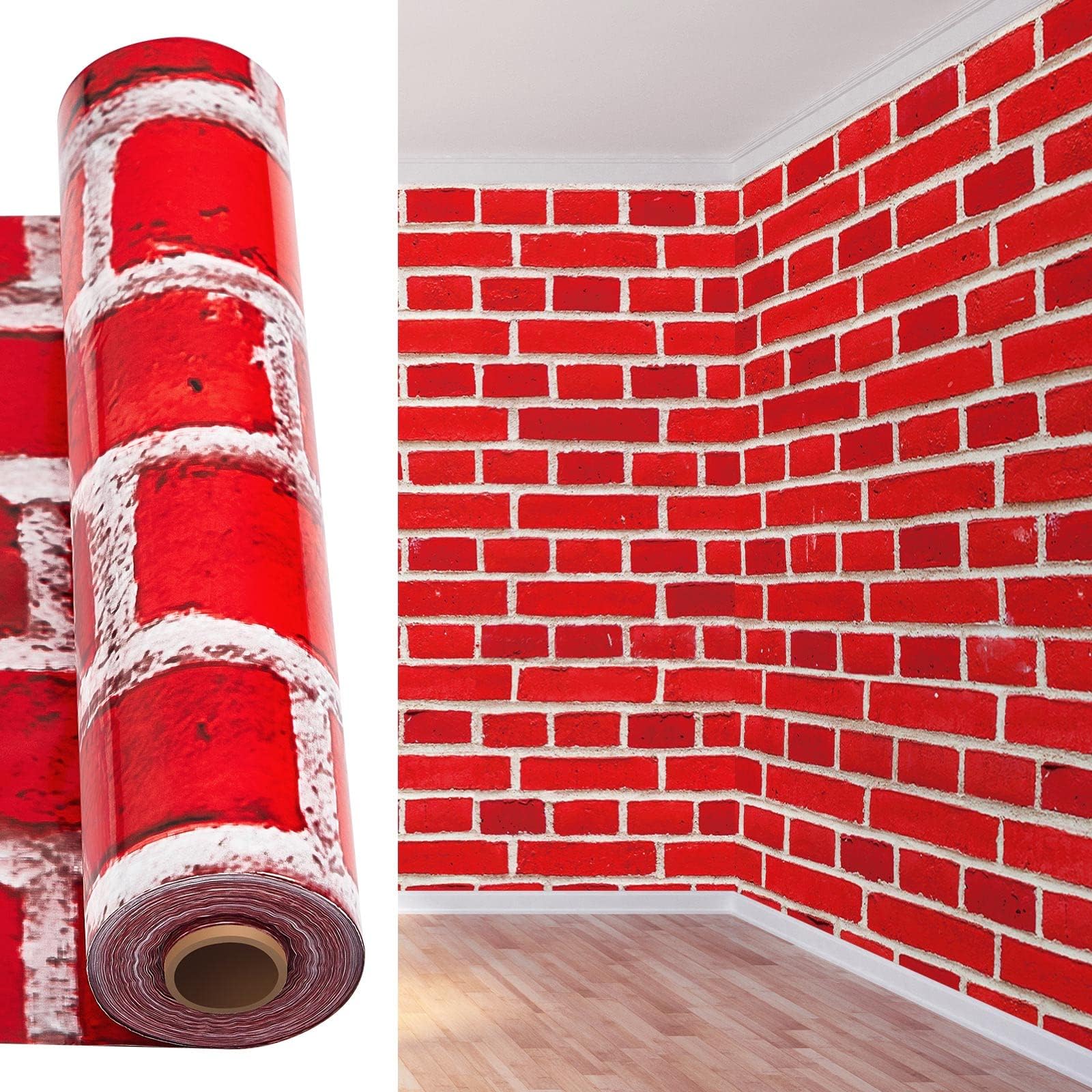 Amazon.com: Jecery 54 Inch x 100 ft Red Brick Wall Backdrop Tablecloth ...