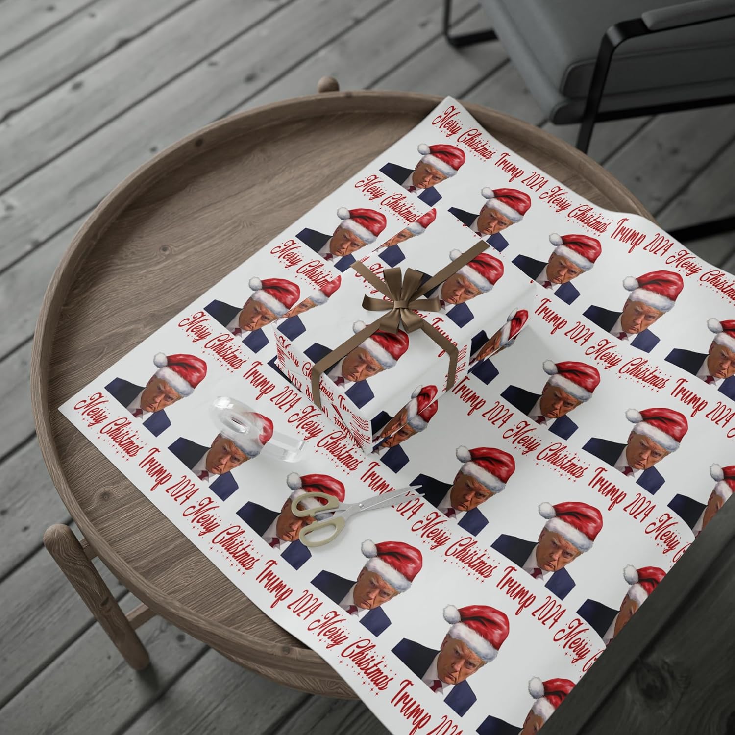 Amazon.com: Santa Trump Mugshot Gift Wrap Merry Christmas Gift Wrap ...