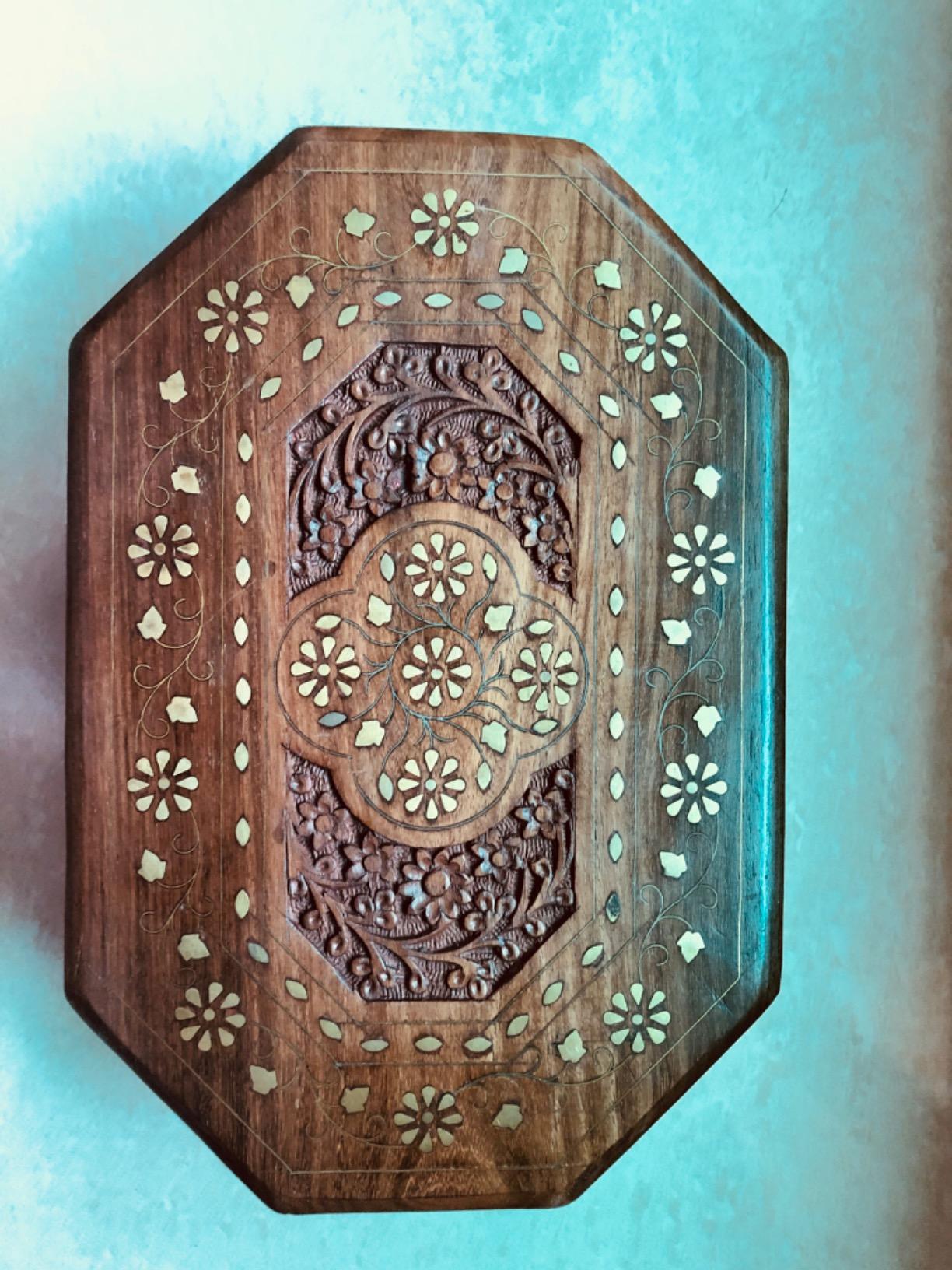 Shilpi Handicrafts Sheesham Wood hand carved jewellery Storage Box with ...
