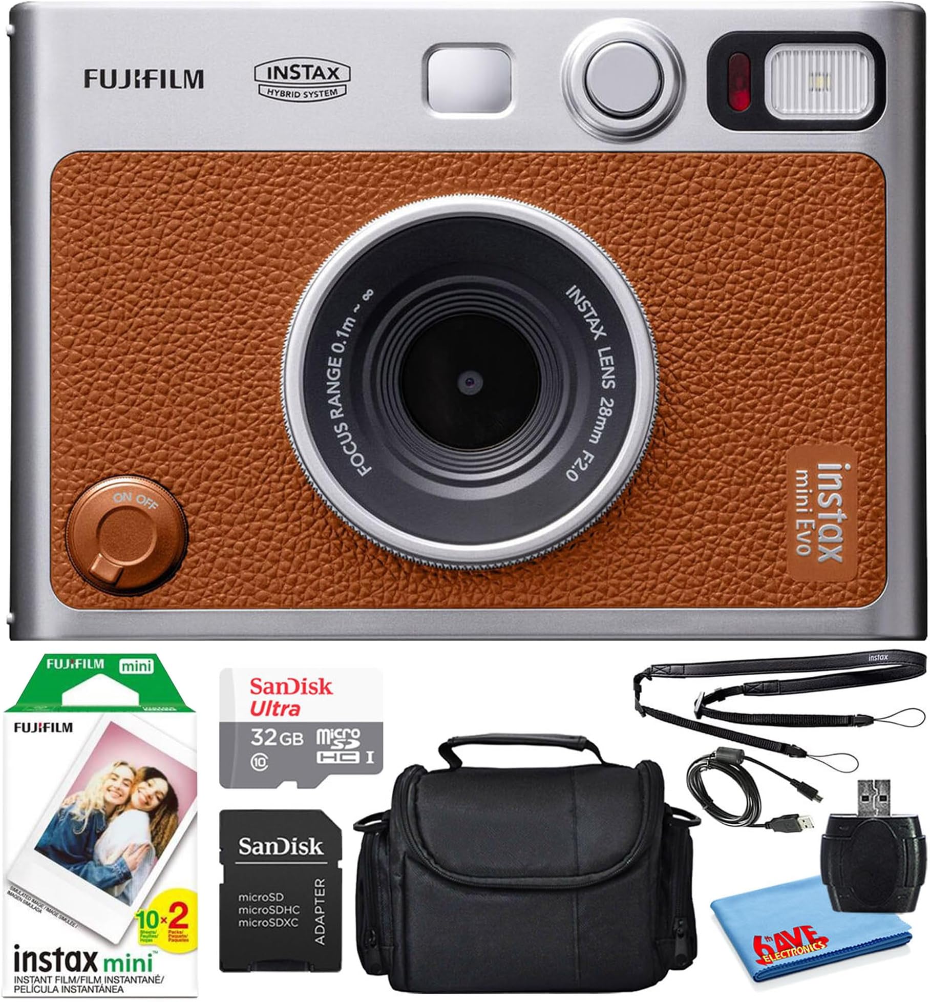 Amazon.com : Fujifilm Instax Mini EVO Hybrid Brown Instant Camera ...