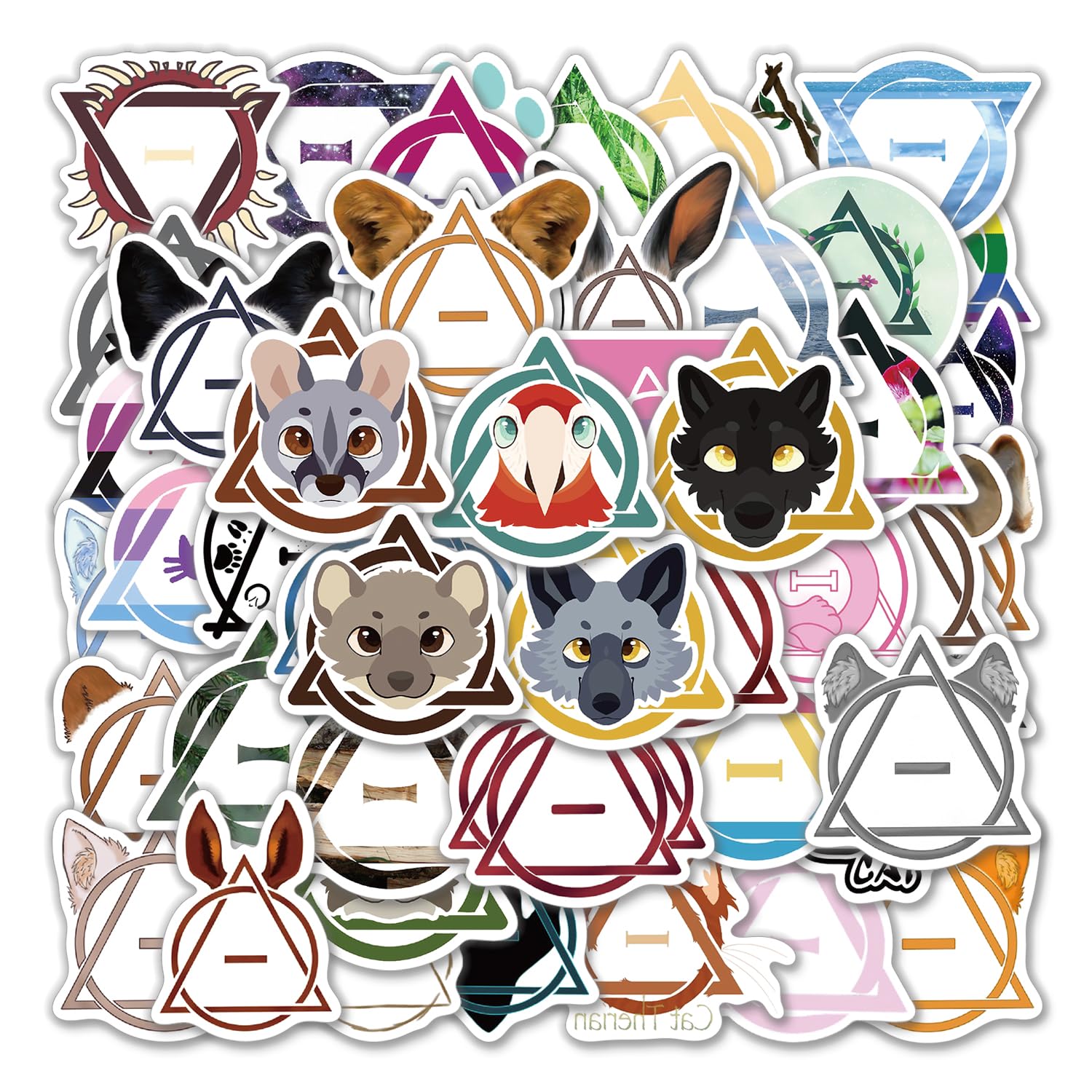 Amazon.com: 50pcs Therian Stickers Vinyl Waterproof Aesthetic Cartoon ...