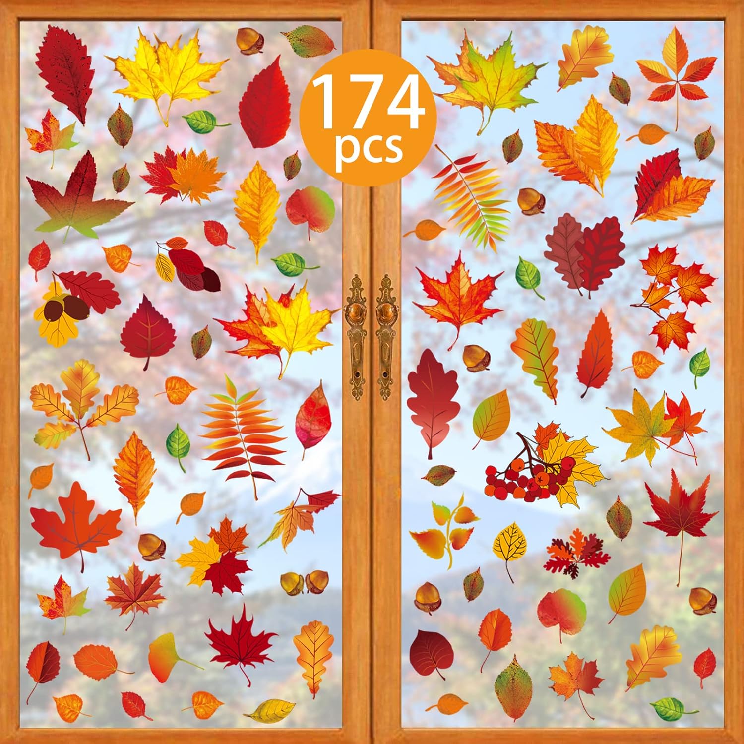 Amazon.com: 8 Sheets Fall Window Clings 174pcs Autumn Window Decals ...