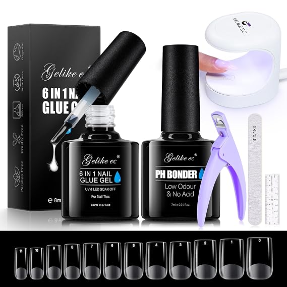 Amazon.com: Gelike EC Gel Nail Kit: 528pcs Short Square Shape Soft Gel ...