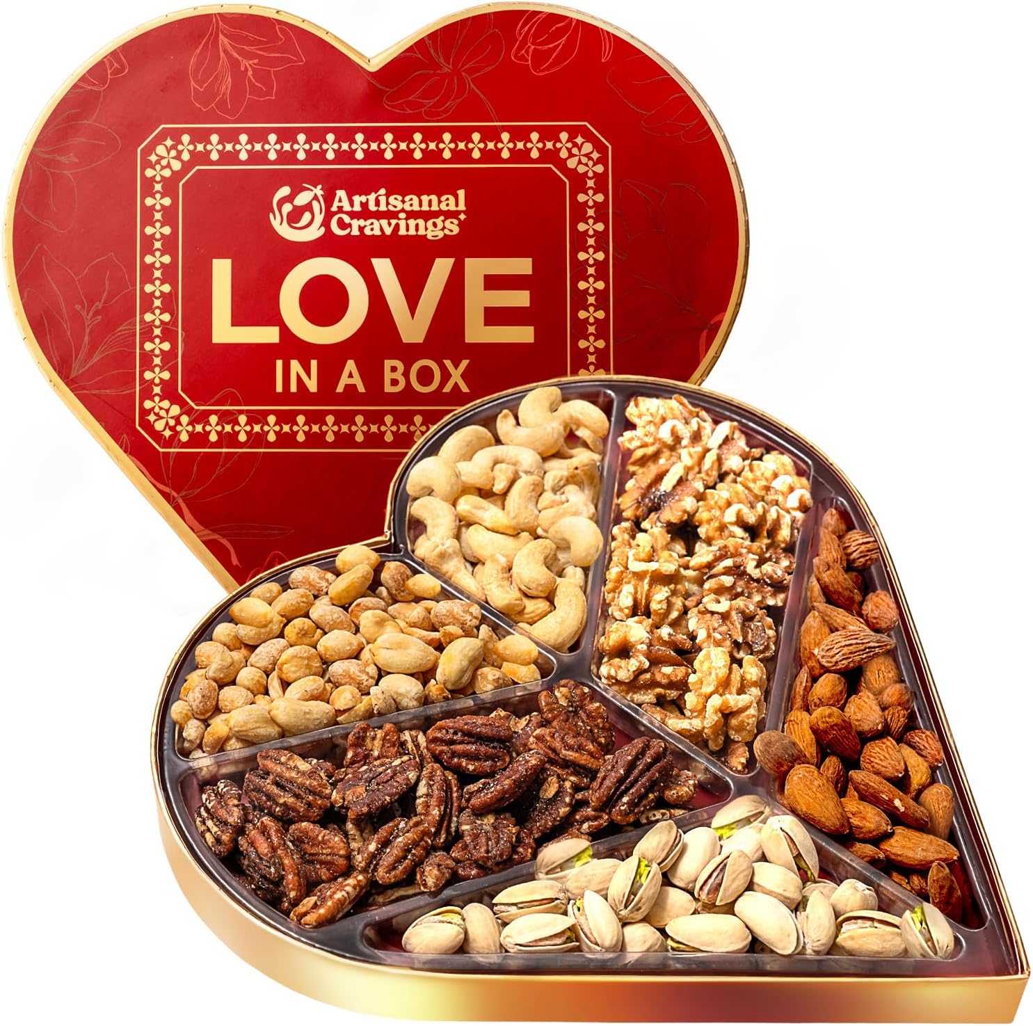Amazon.com : Gourmet Heart-Shaped Nut Gift Basket (6 Assortments ...