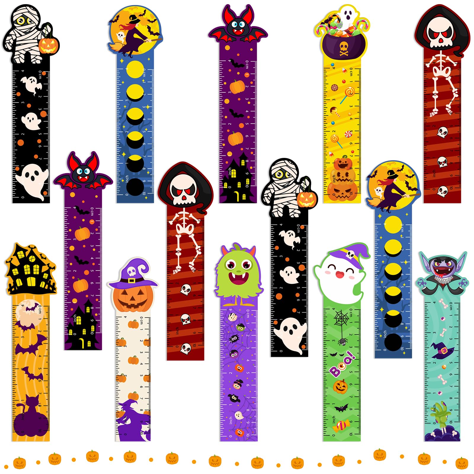 Amazon.com: 170PCS Halloween Bookmark Rulers, Halloween Themed Prints ...