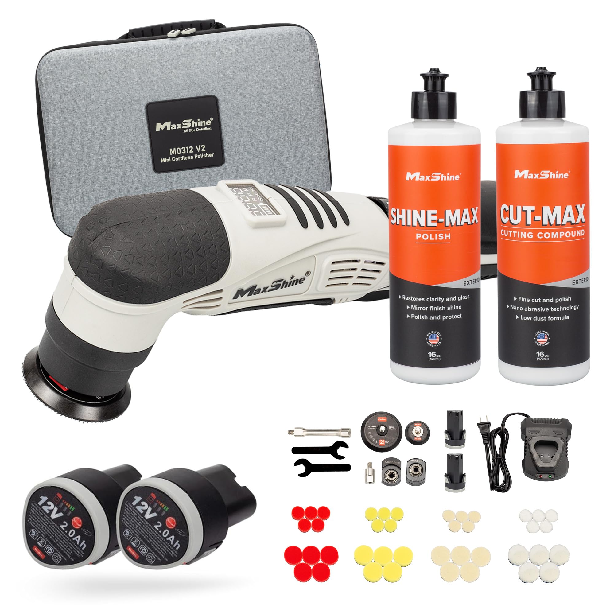 Amazon.com: Maxshine 3 Pieces Professional Mini Cordless Polisher with ...