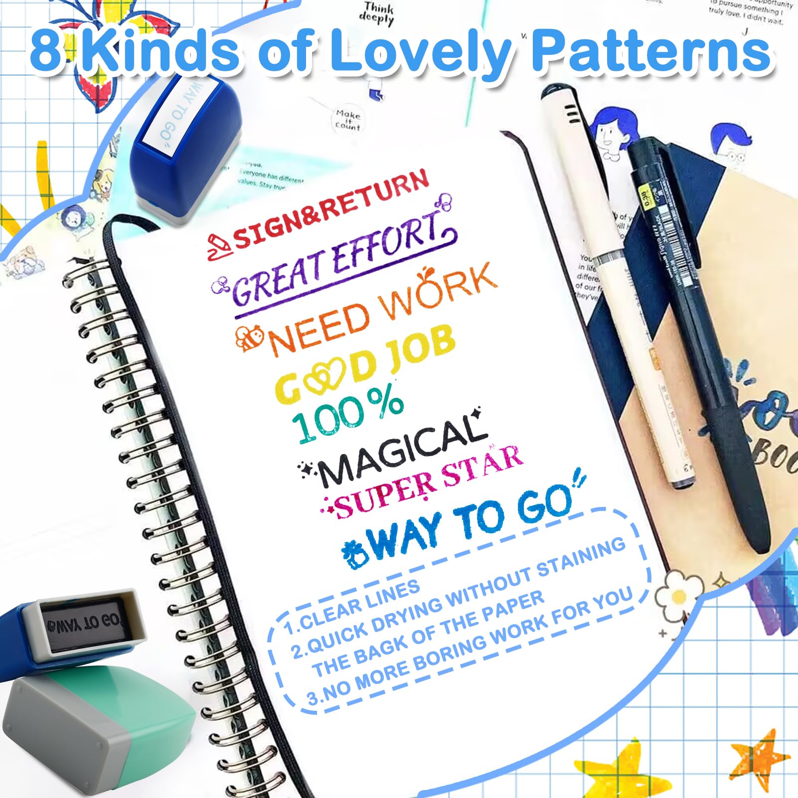 Snapklik.com : 8Pcs Teacher Stamps For Classroom Stuff Teacher Supplies ...