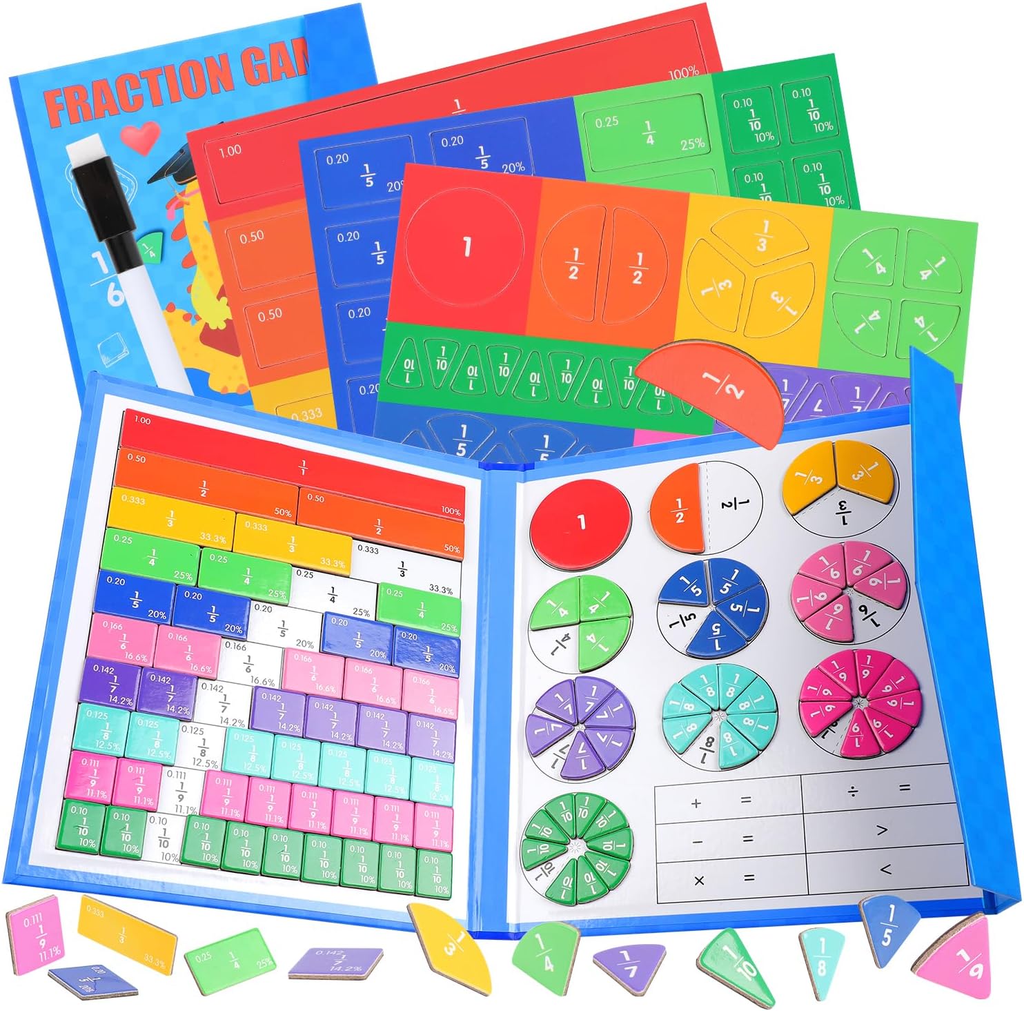 Amazon.com: Magnetic Fraction Educational Puzzle,Elementary Learning ...