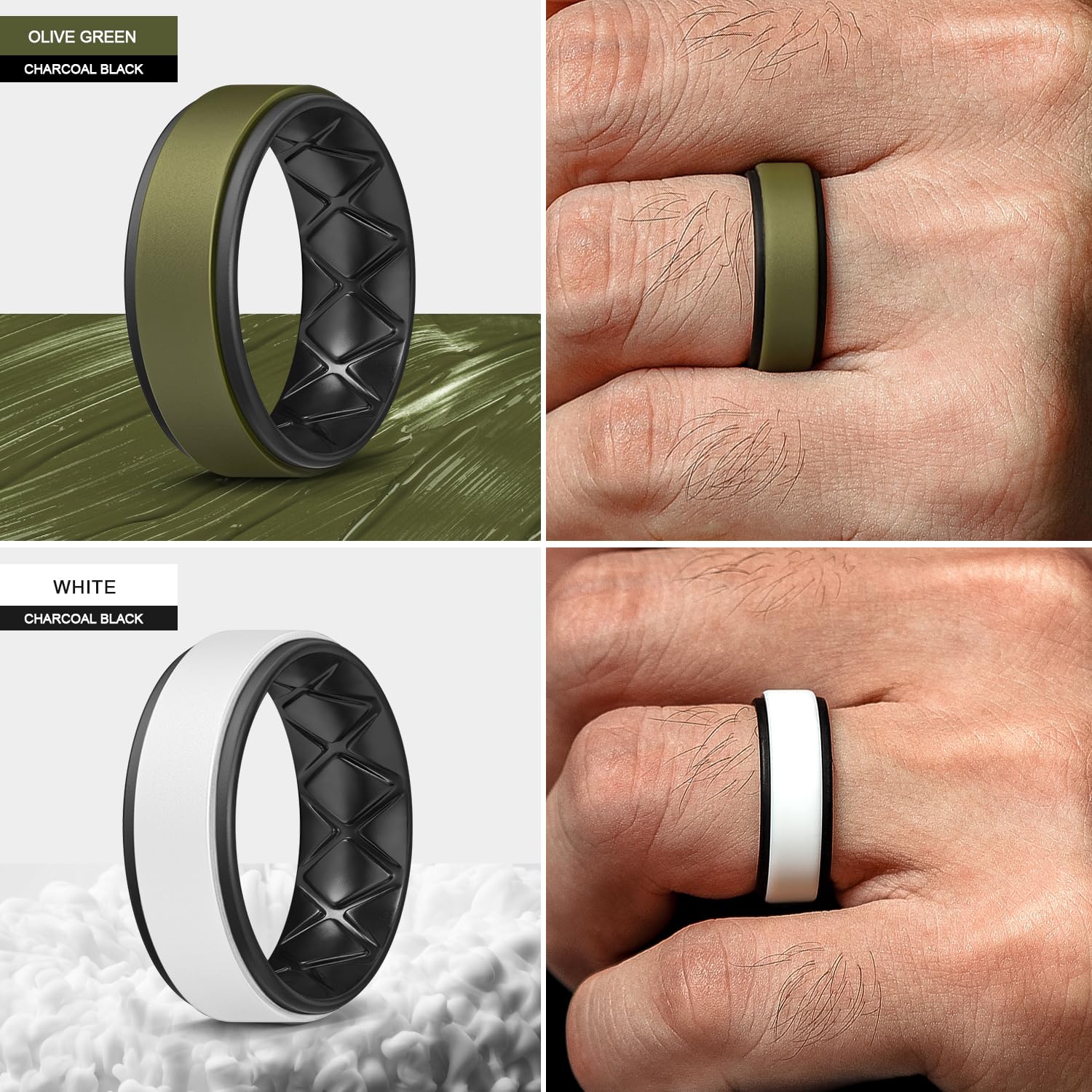 Snapklik.com : Egnaro Silicone Rings For Men 1/4/6 Multipack Of ...