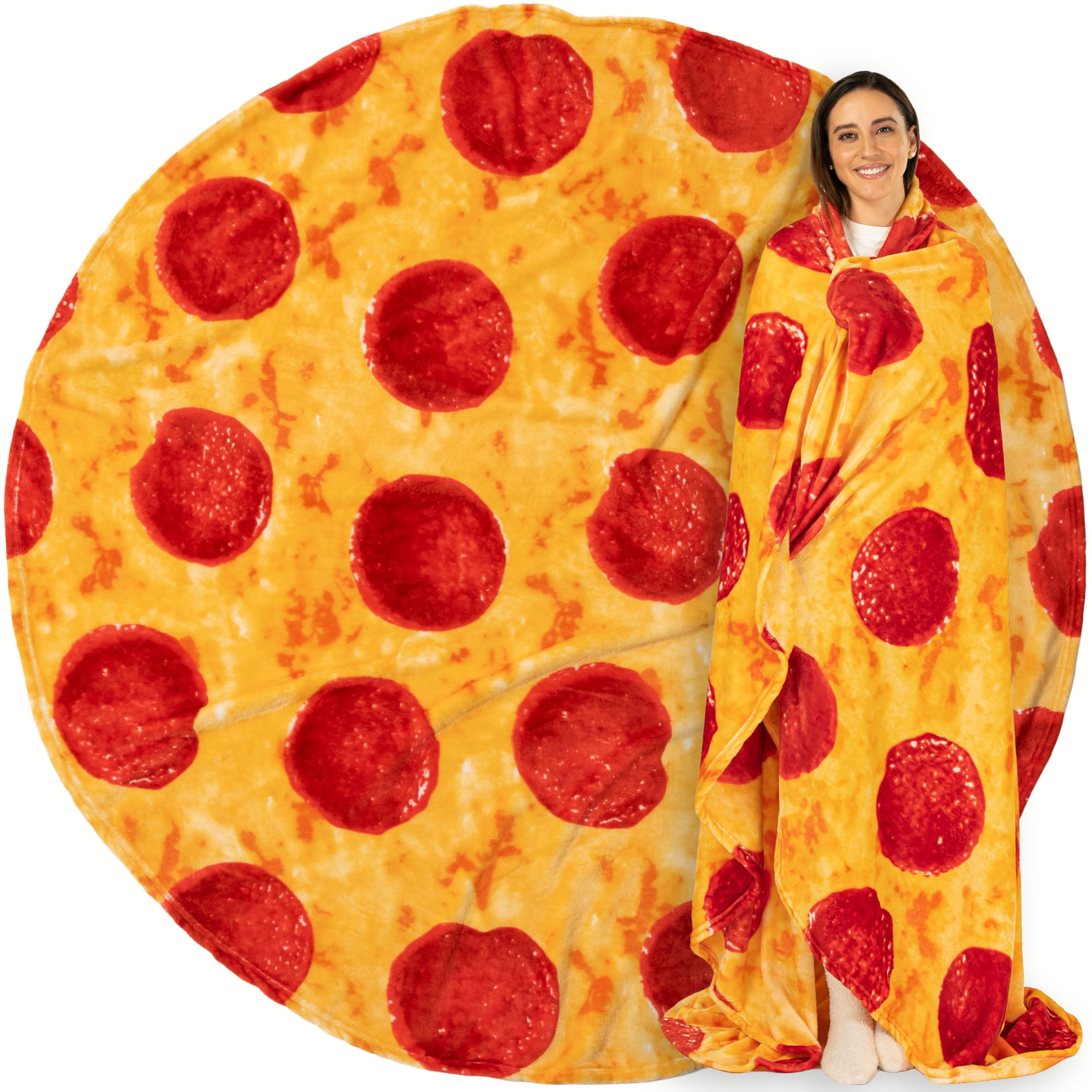 Amazon.com: PAVILIA Pizza Blanket, Double Sided Pepperoni Cheese Pizza ...