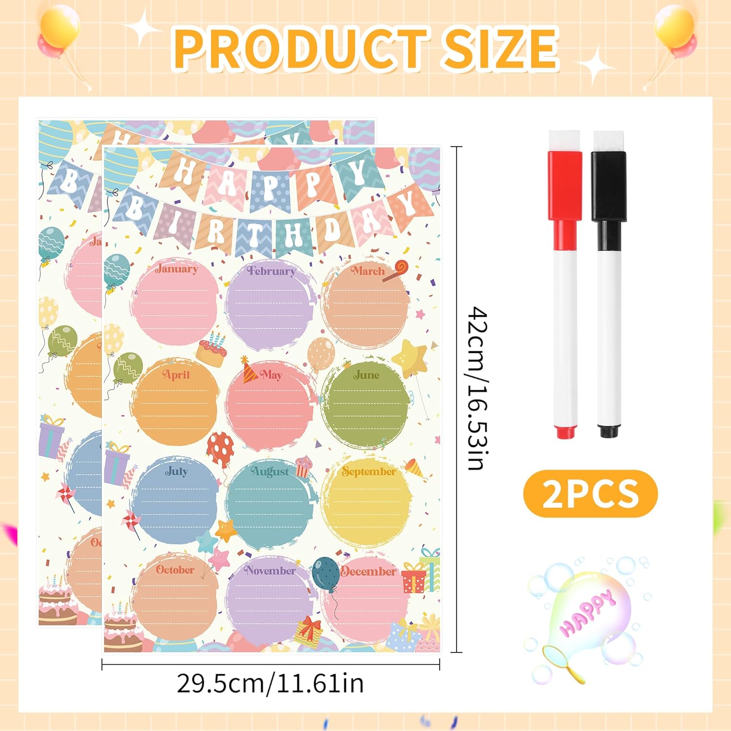 Happy Birthday Poster for Classroom: 2 Pcs Australia | Ubuy