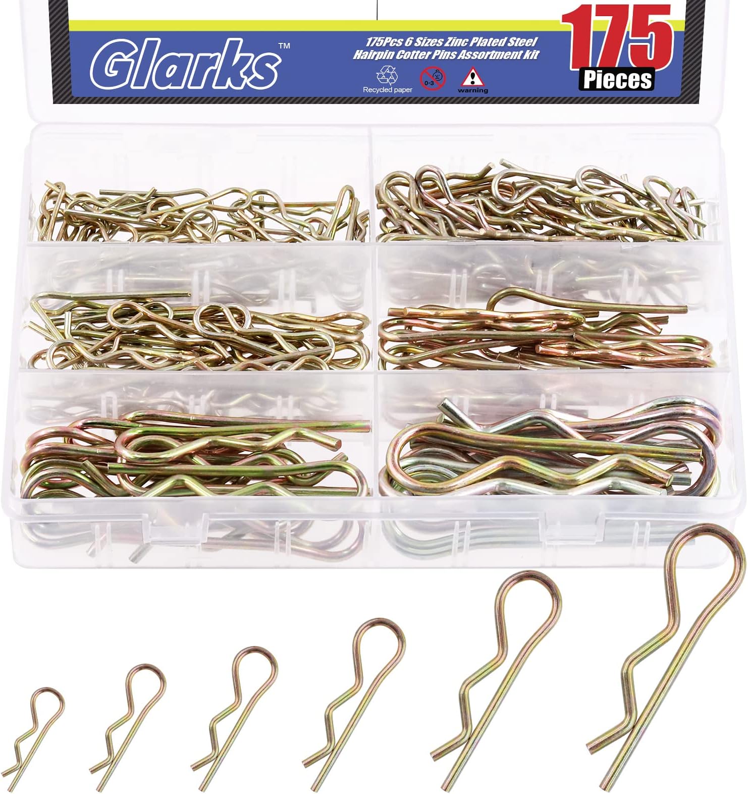 Amazon.com: Glarks 300Pcs 12 Size Cotter Pin and Hair Pin Assortment ...