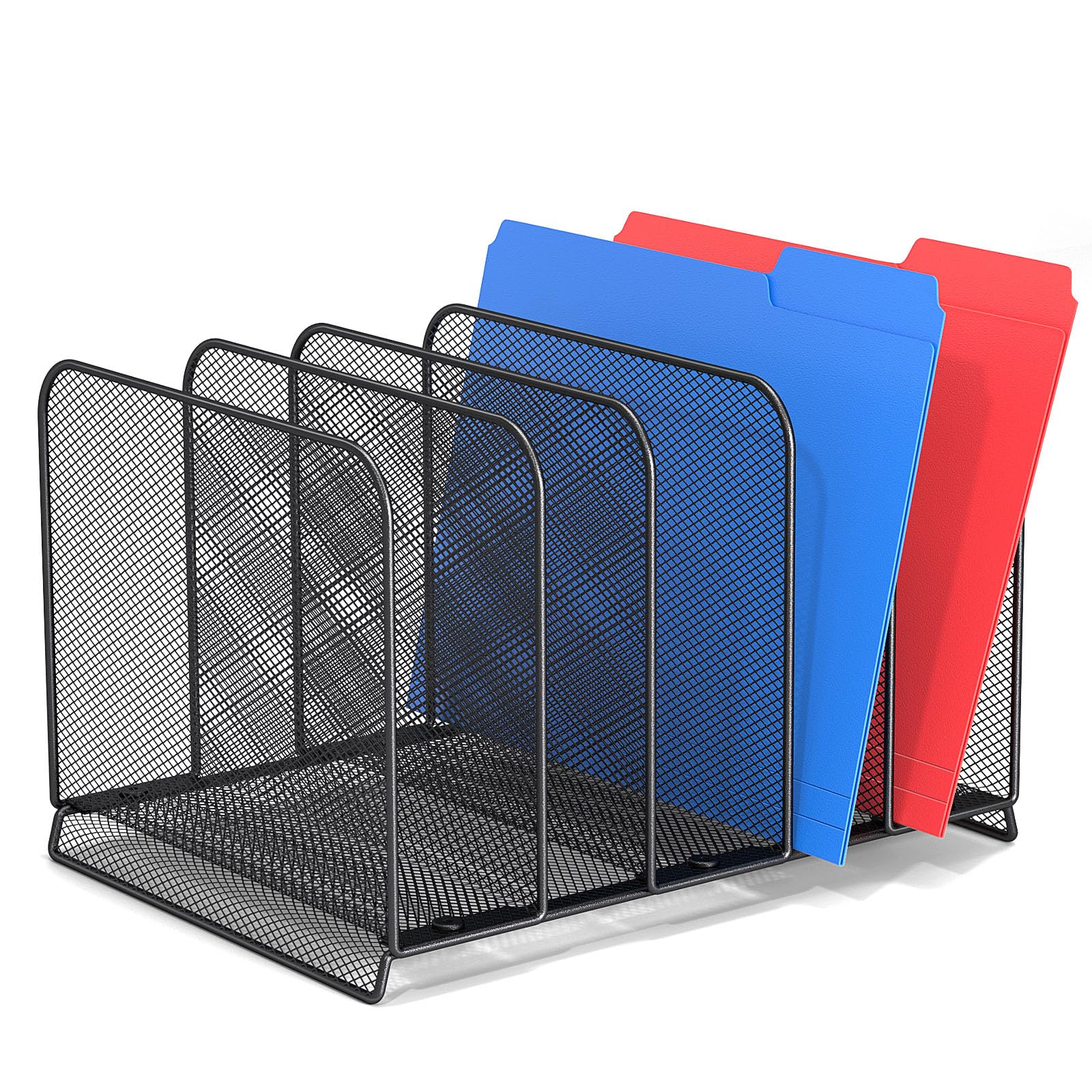 Amazon.com: Fun storage 5 Sections File Rack,Mesh File Sorter File ...