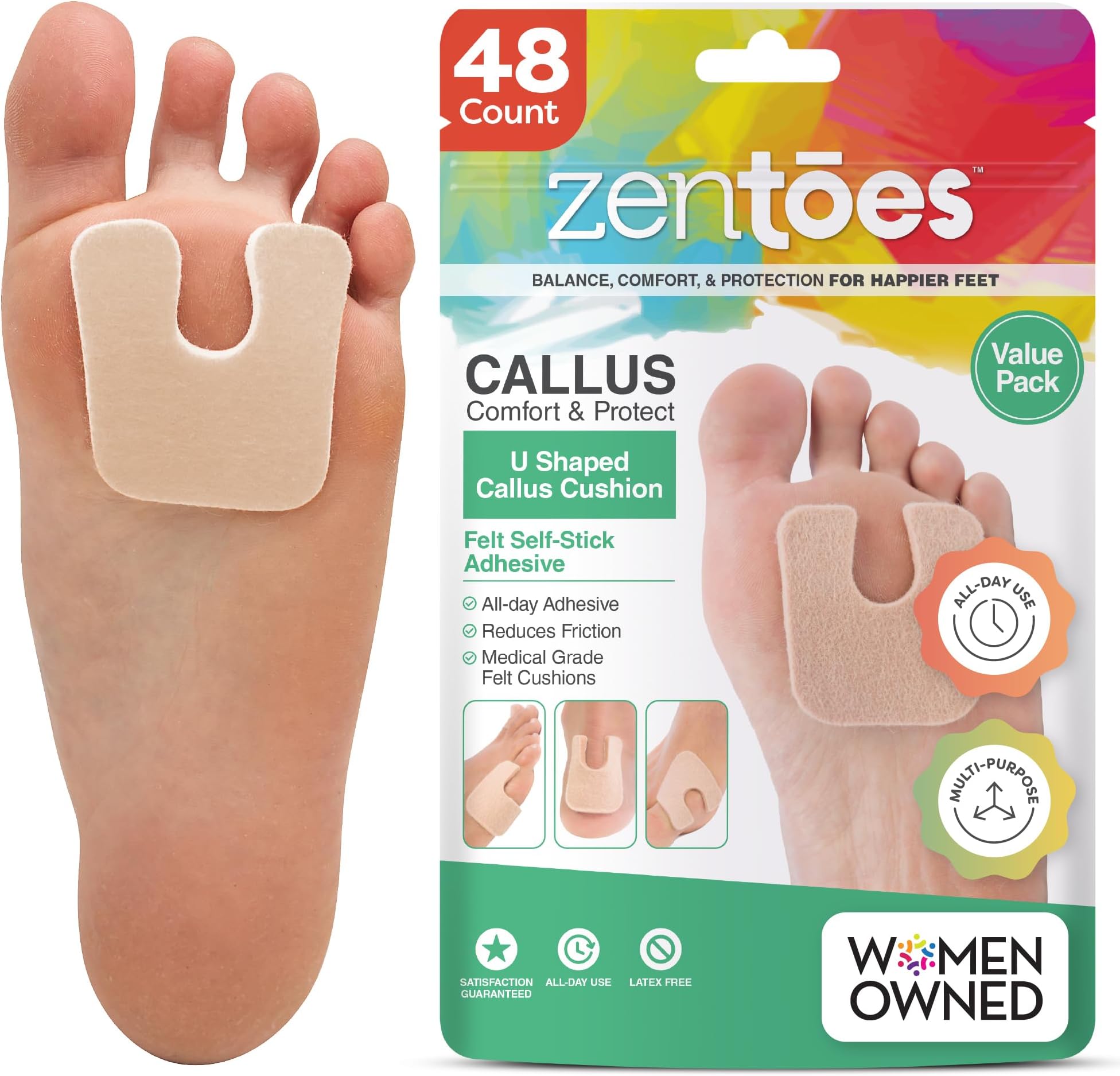 Amazon.com: 24-Pack U-Shaped Felt Callus Pads, 1/8” Thick, Effective ...