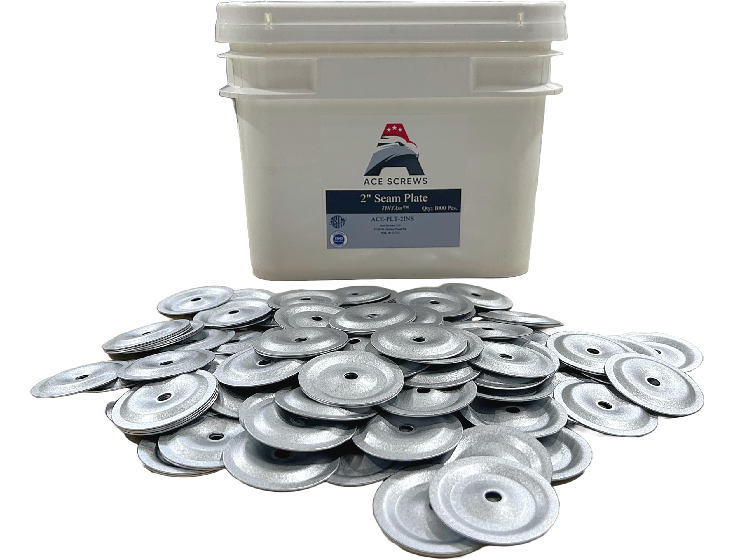 Ace Screws 2" (1,000pc) Non Barbed Seam Plates- Roof Insulation Plates ...
