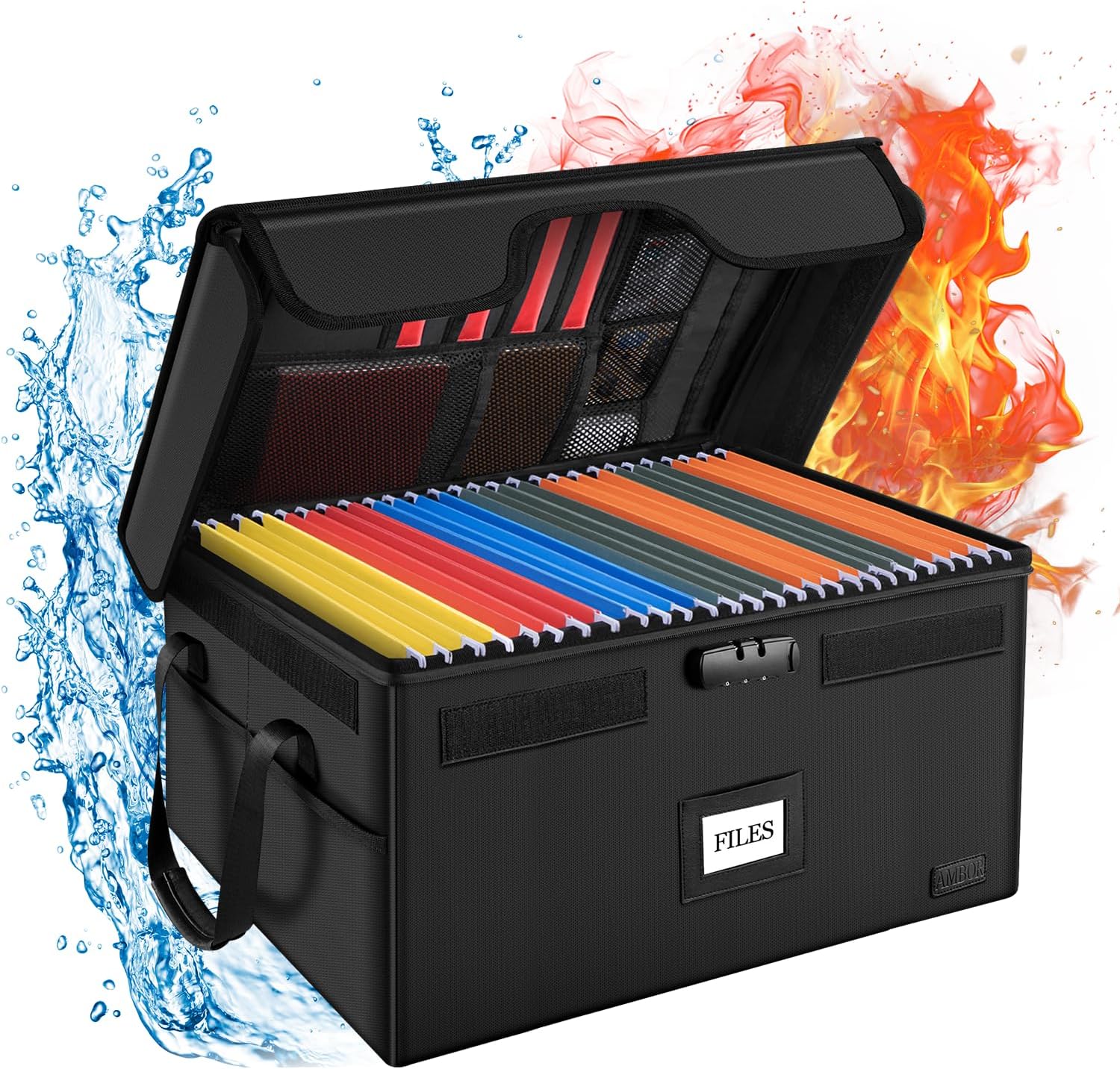 Amazon.com : AMBOR Large File Box with Lock, Fireproof Document Box ...