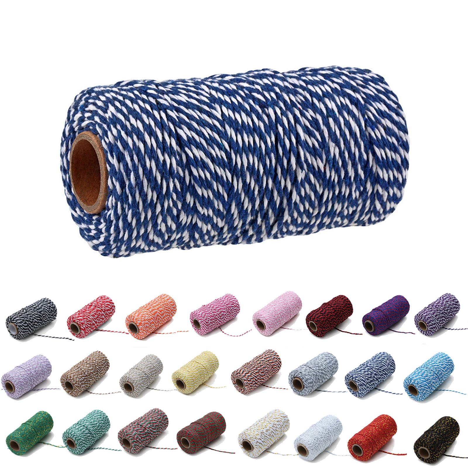 Amazon.com: 1 Roll 2mm 109 Yard Colourful Cotton Cord Bakers Twine DIY ...
