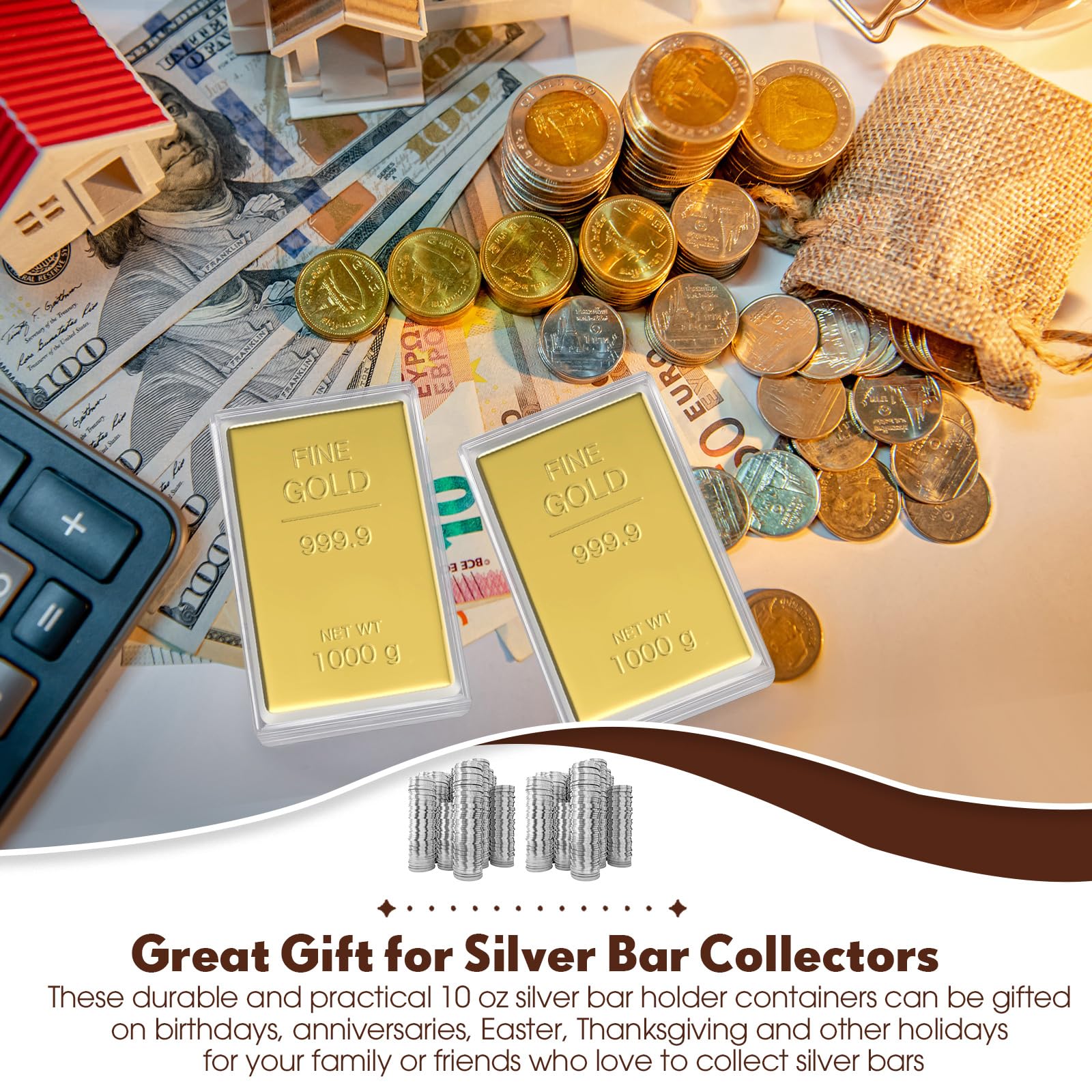 Snapklik.com : 10 Pcs 10 Oz Silver Bar Holder 10 Oz Silver Bar Storage ...