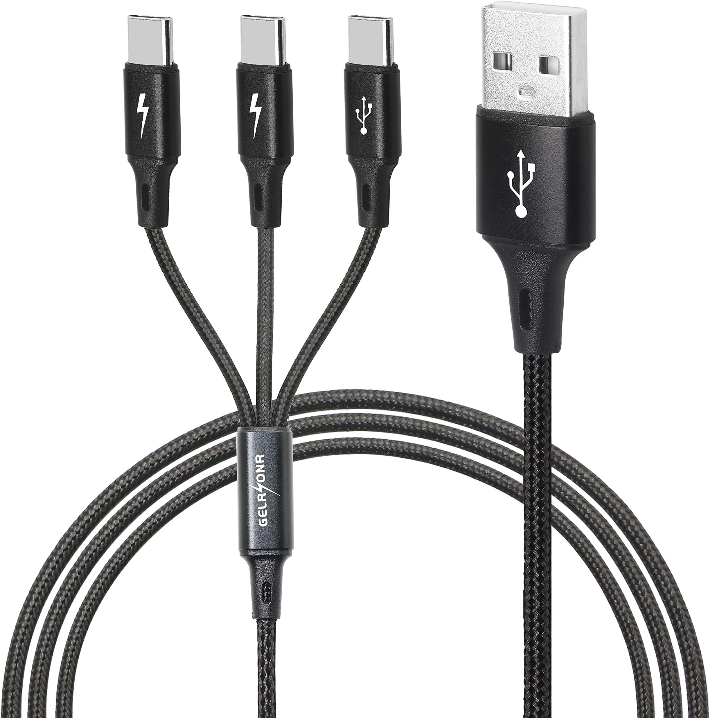 Amazon.com: GELRHONR Multi USB C Splitter Cable，3 in 1 Nylon Braided ...