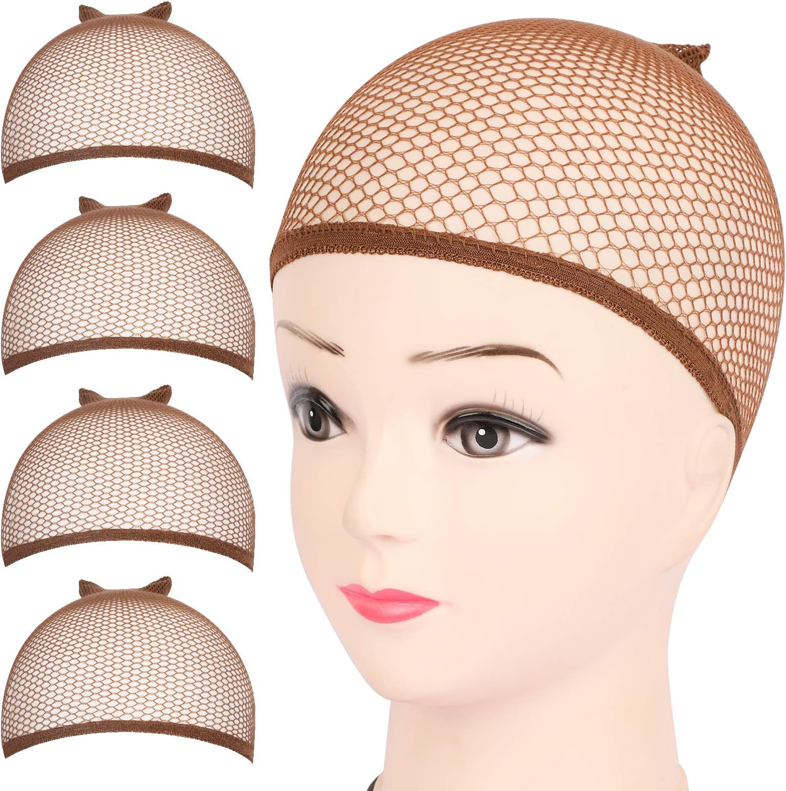 Amazon.com: Fandamei 4PCS Dark Brown Mesh Wig Cap, Closed End Hair Mesh ...