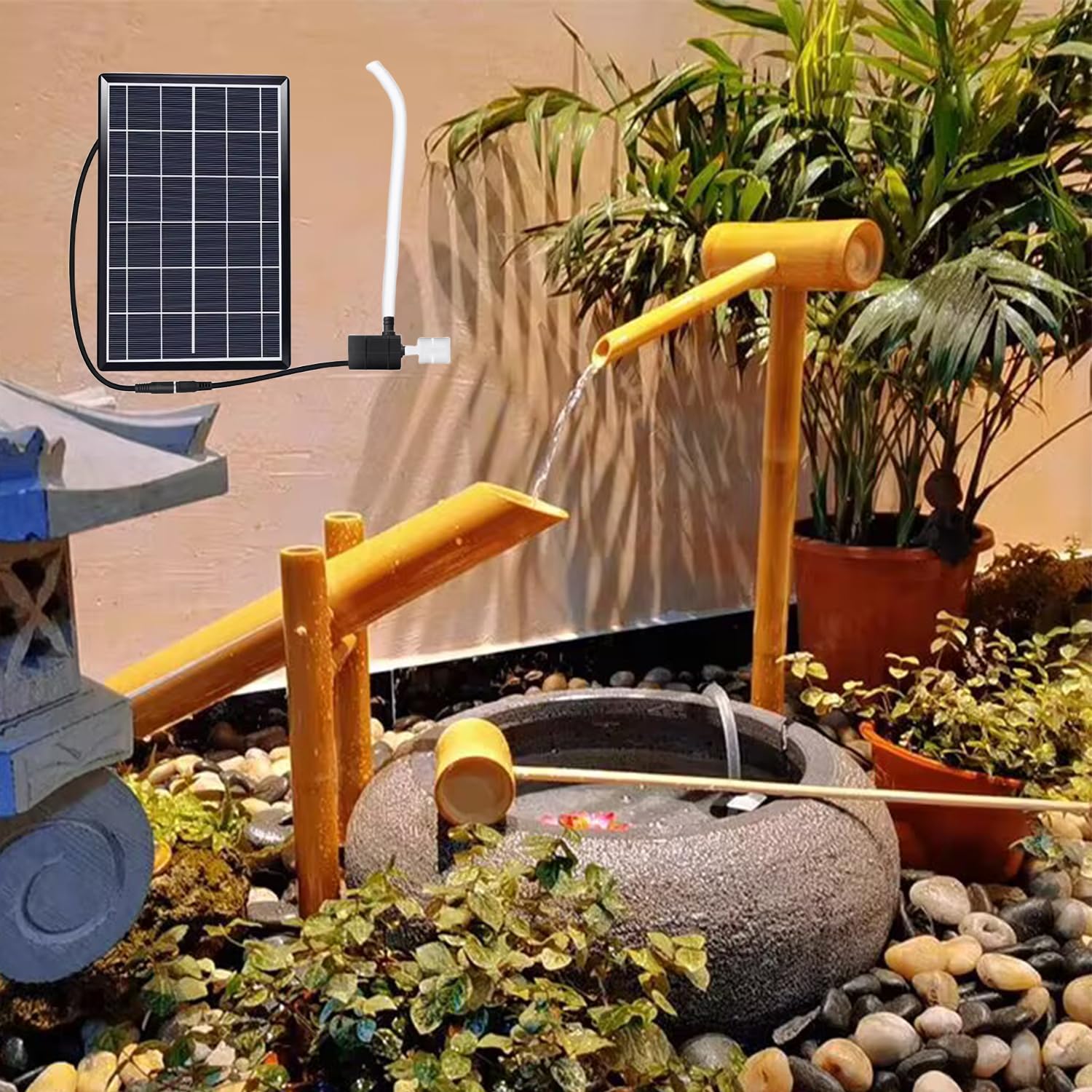 Japanese Solar Fountain Japanese Water Fountain, Bamboo Accents Zen