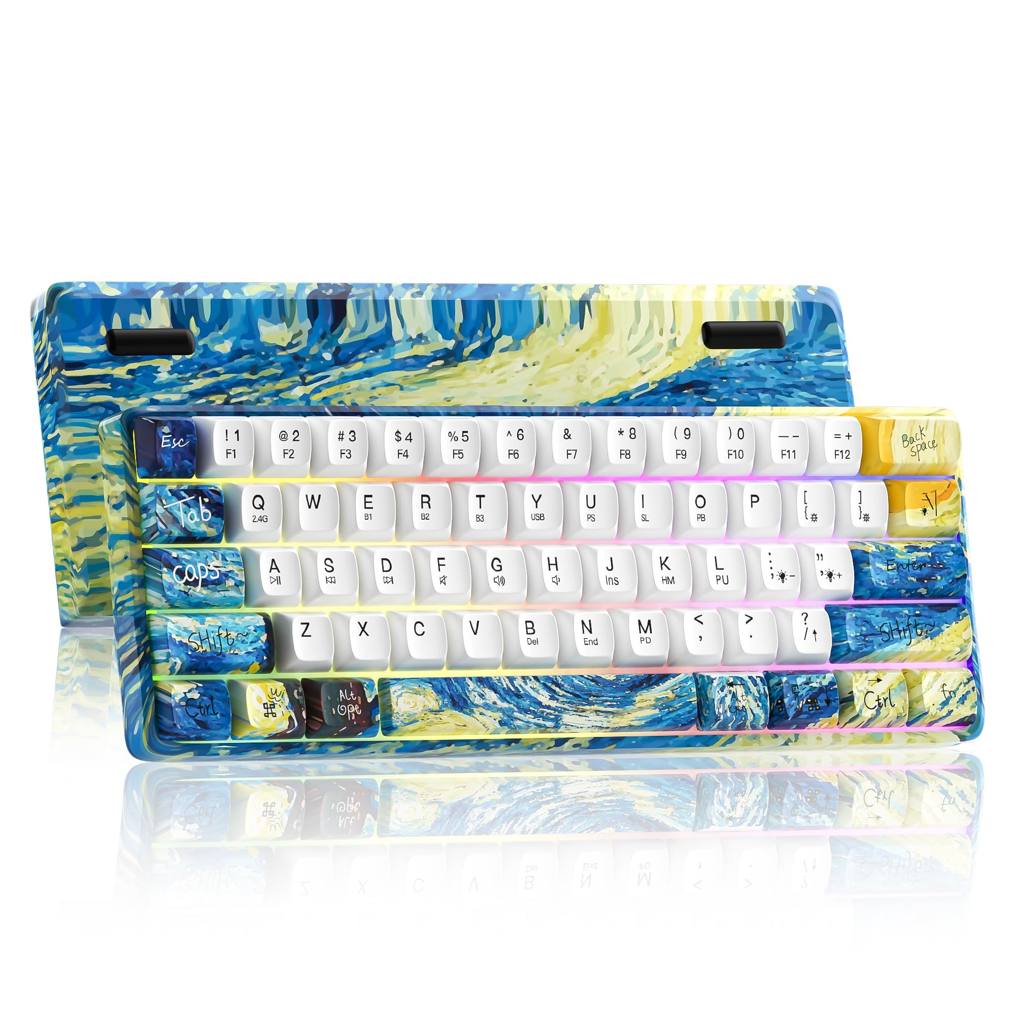 Amazon.com: 60% Mechanical Gaming Keyboard, Tri-Mode BT5.0/2.4GHz/USB-C ...