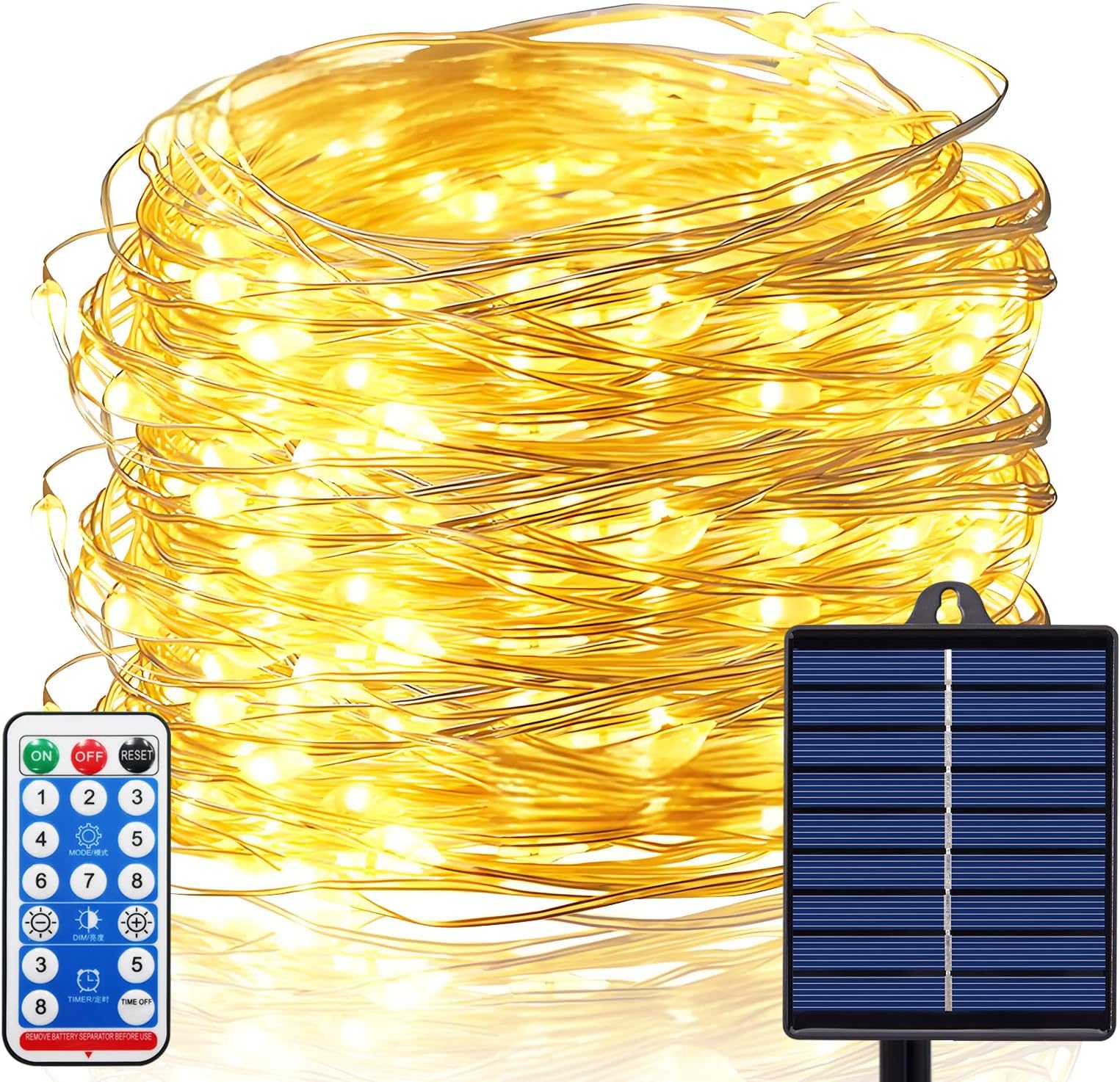 ZAIYW 100Ft Solar Fairy Lights Outdoor, 300 LED Solar Sliver Wire Fairy ...